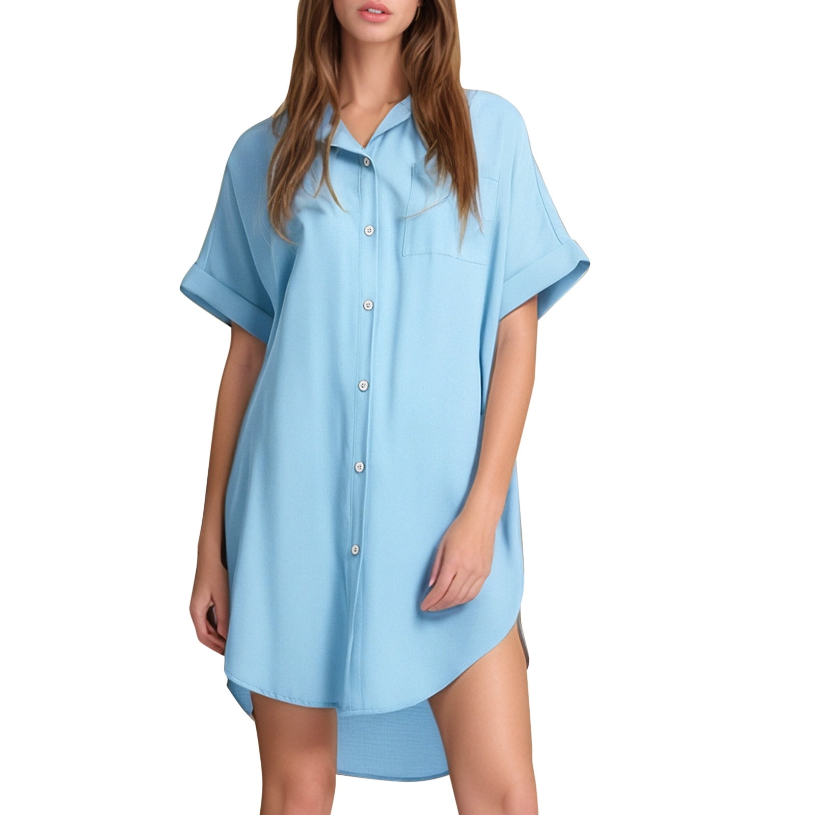 MNCEKFOD Dresses for Women 2025 V Neck Short Sleeve Beach Cover Up ...