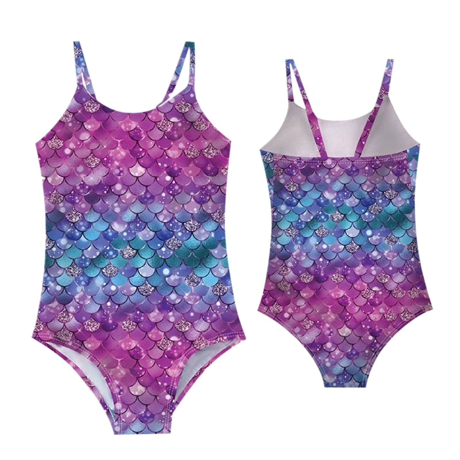 MNCEKFOD Girl's Swimsuits New One Piece Fish Scale 3D Printed Cute ...