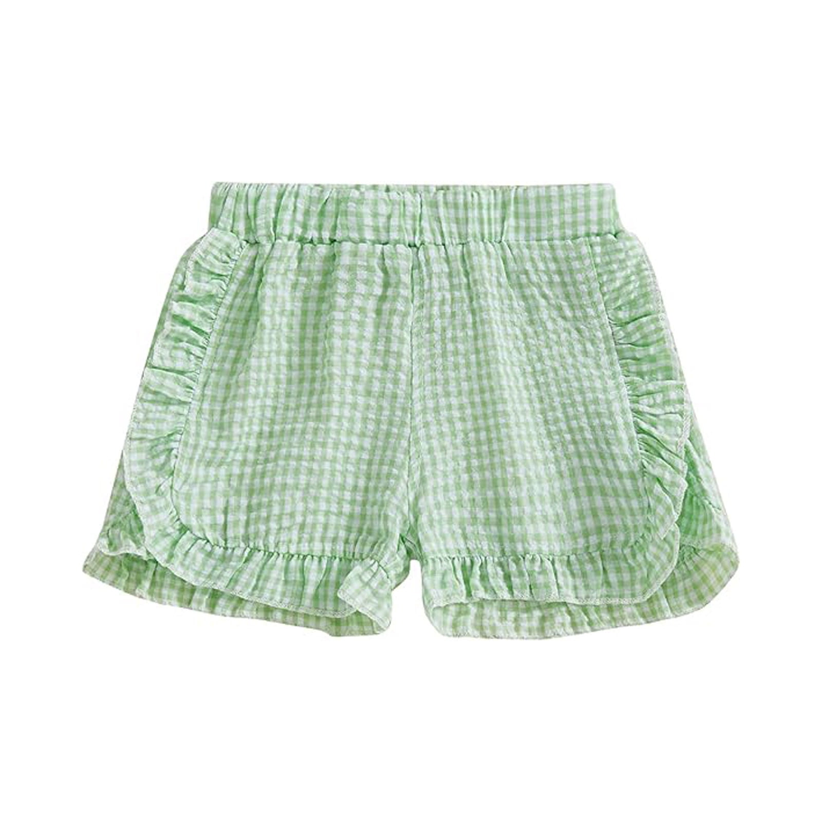 MNCEKFOD Girls Shorts Summer Baby Gingham Plaid Seersucker Elastic ...