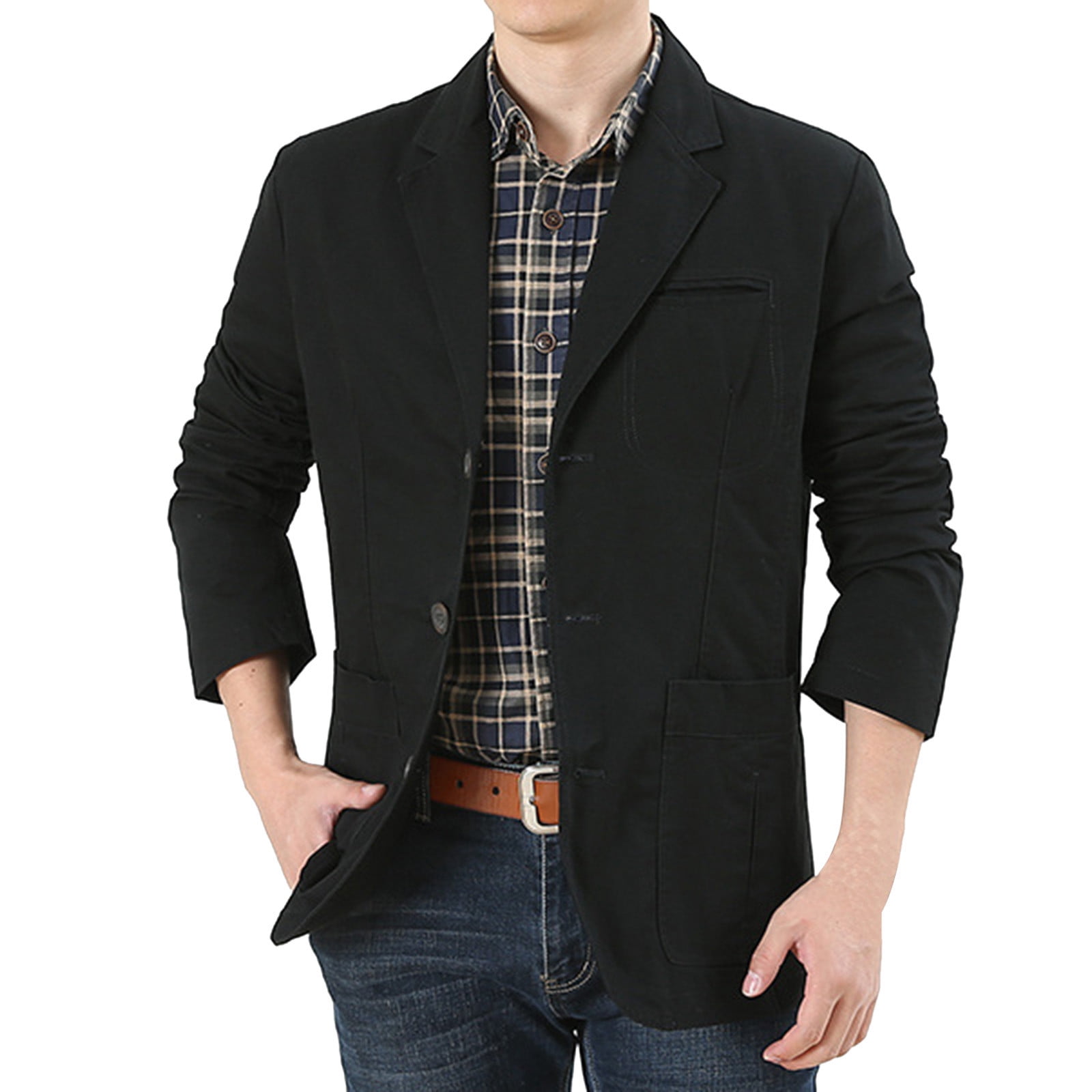 MNCEKFOD Men Dress Jacket Notch Lapel Jackets with Three Button Slim ...