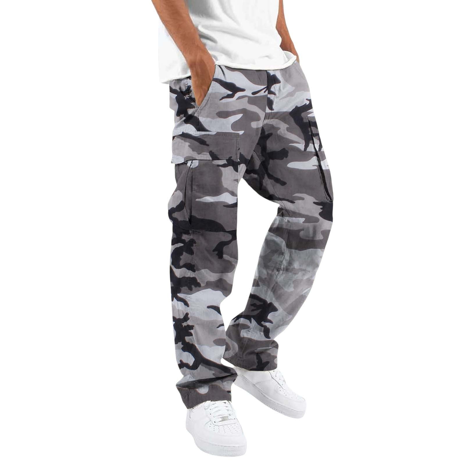 MNCEKFOD Men'S Cargo Pants Baggy Loose Jogging Bottoms Waist Plain ...