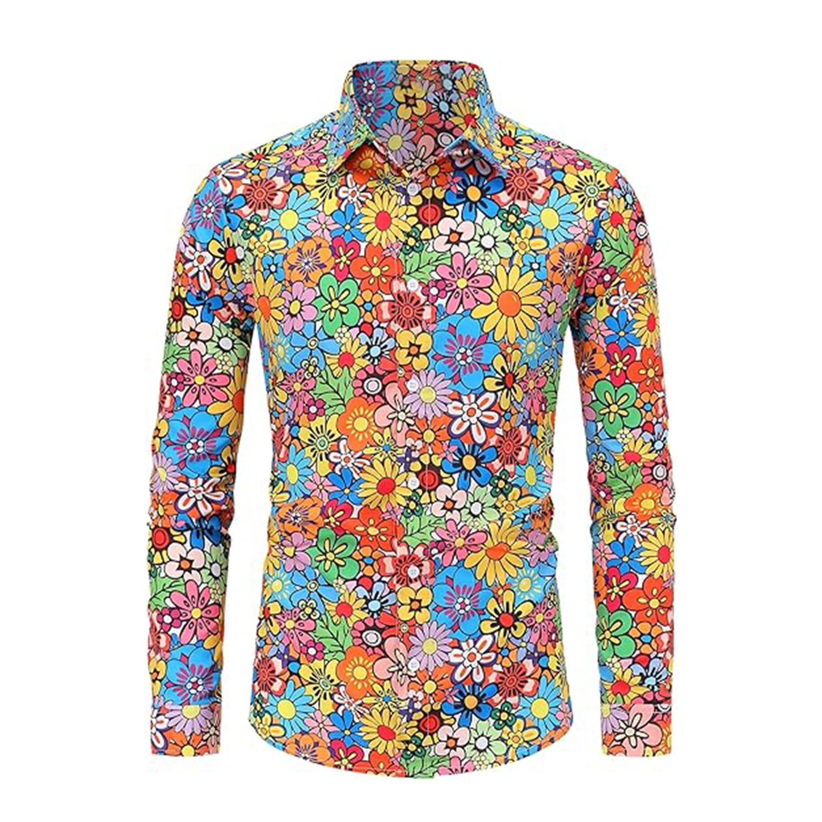 MNCEKFOD Men Shirts 2025 Long Sleeve Button Down Floral Shirt Floral ...