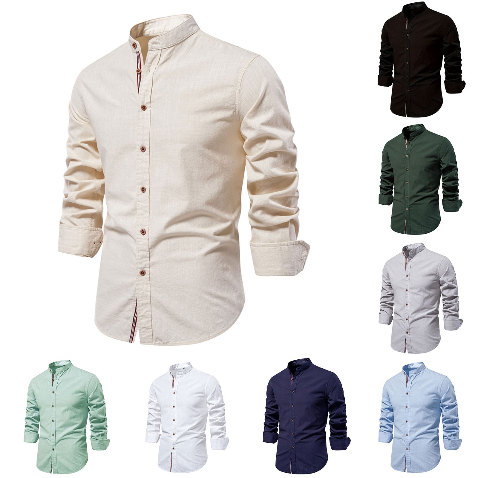 MNCEKFOD Mens Shirt Summer 2025 Lapel Shirt Button Down Long Sleeve ...