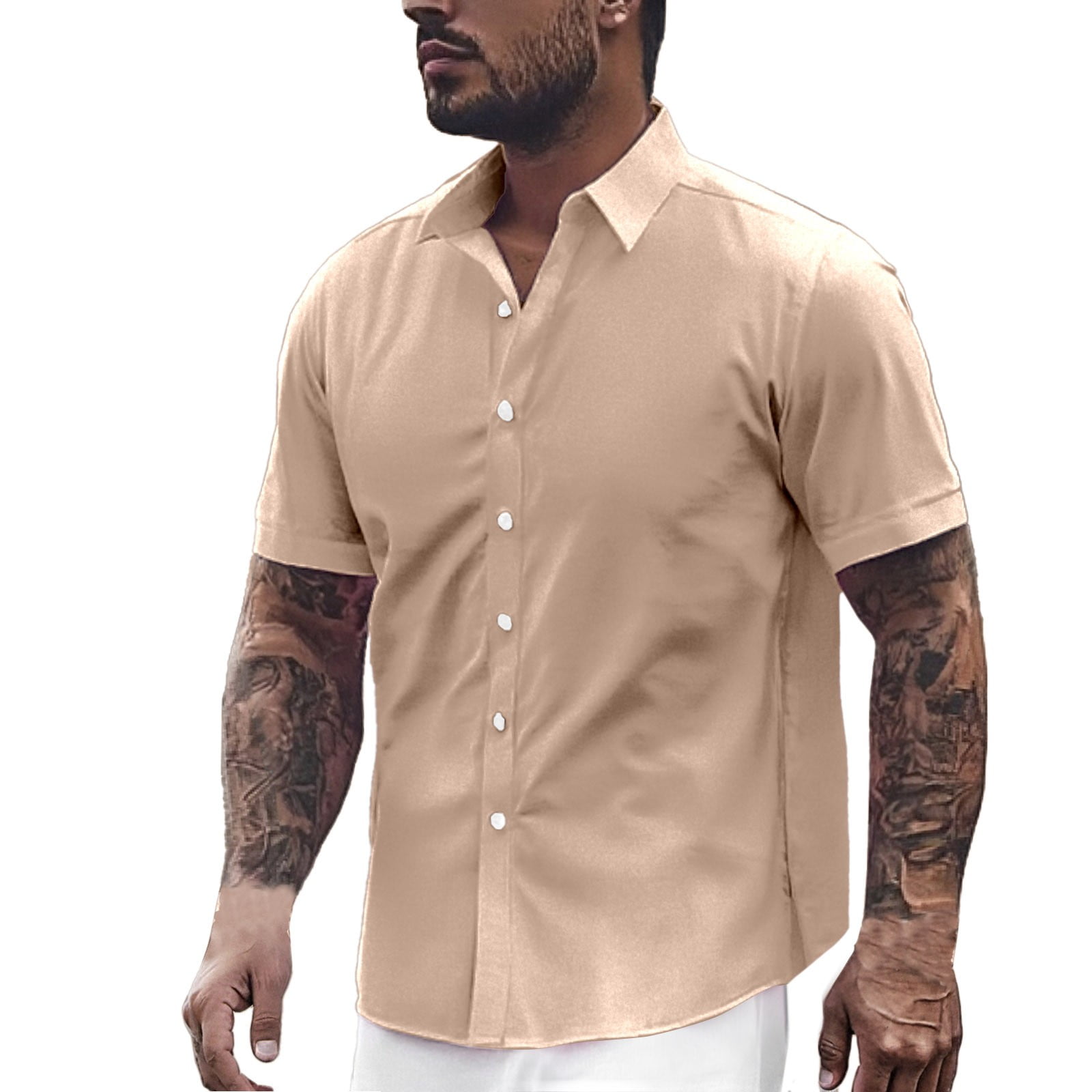 MNCEKFOD Mens Shirt Summer 2025 Short Sleeve Collared Button Up ...