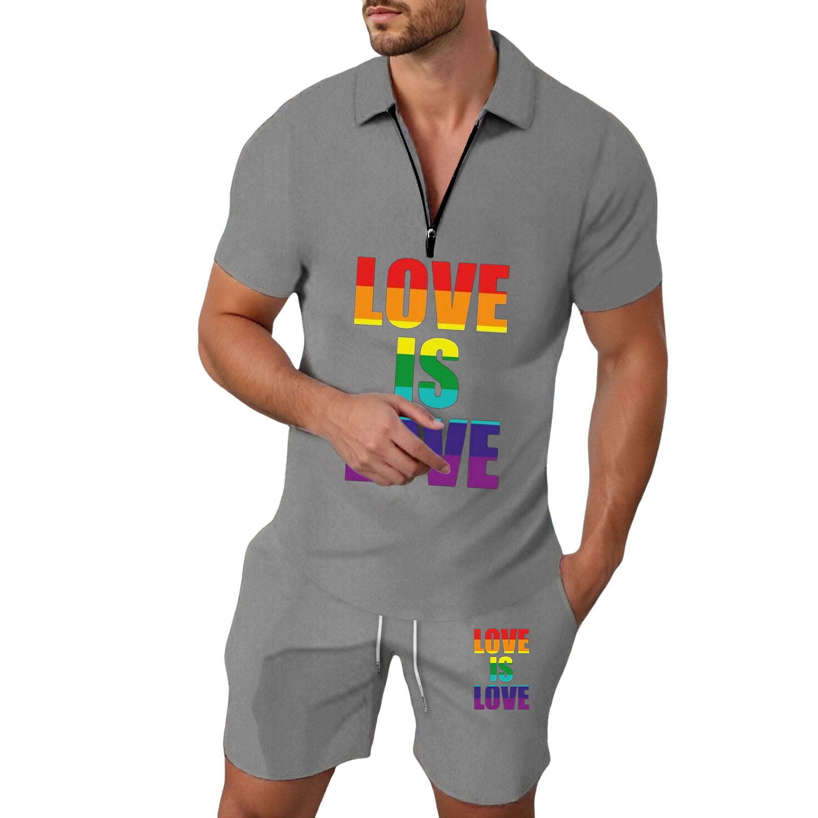 MNCEKFOD Mens Short Sets 2 Piece Outfits Summer 3D Printed Short Sleeve ...