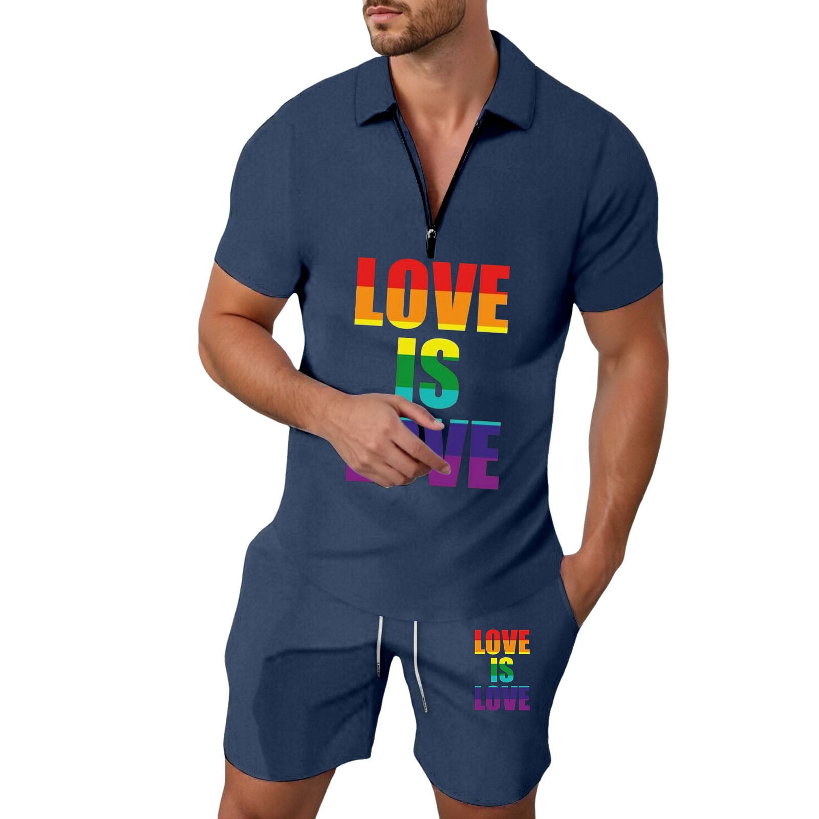 MNCEKFOD Mens Short Sets 2 Piece Outfits Summer 3D Printed Short Sleeve ...