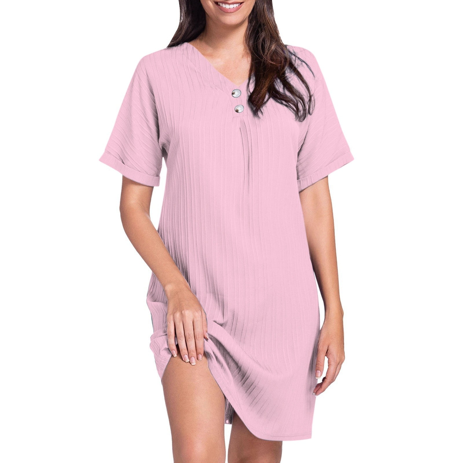 MNCEKFOD Summer Dresses for Women 2025 Short Sleeve V Neck Pullover ...
