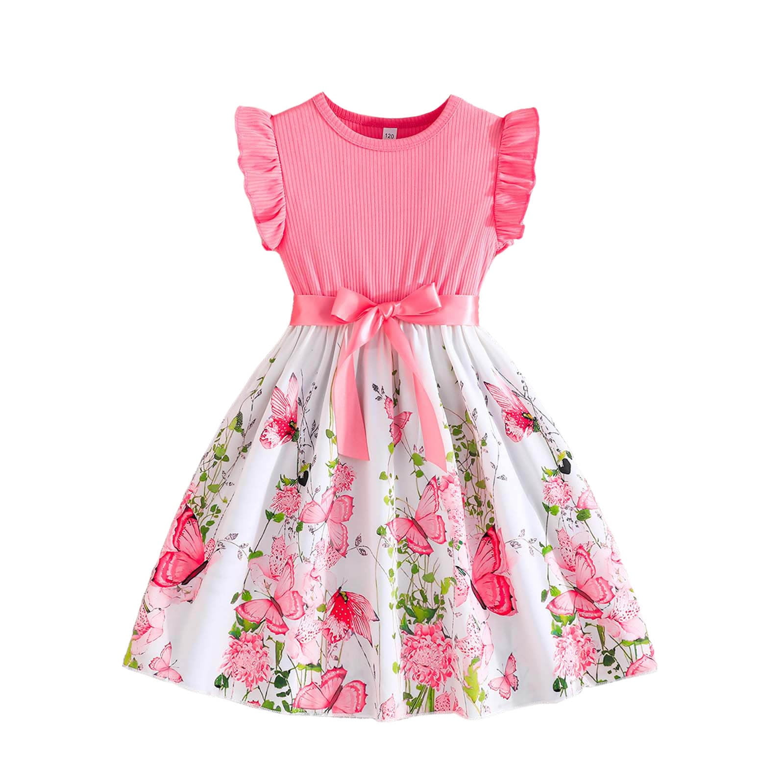 MNCEKFOD Sun Dresses for Girls 2025 Vacation Buttrfly Print Ribbed ...