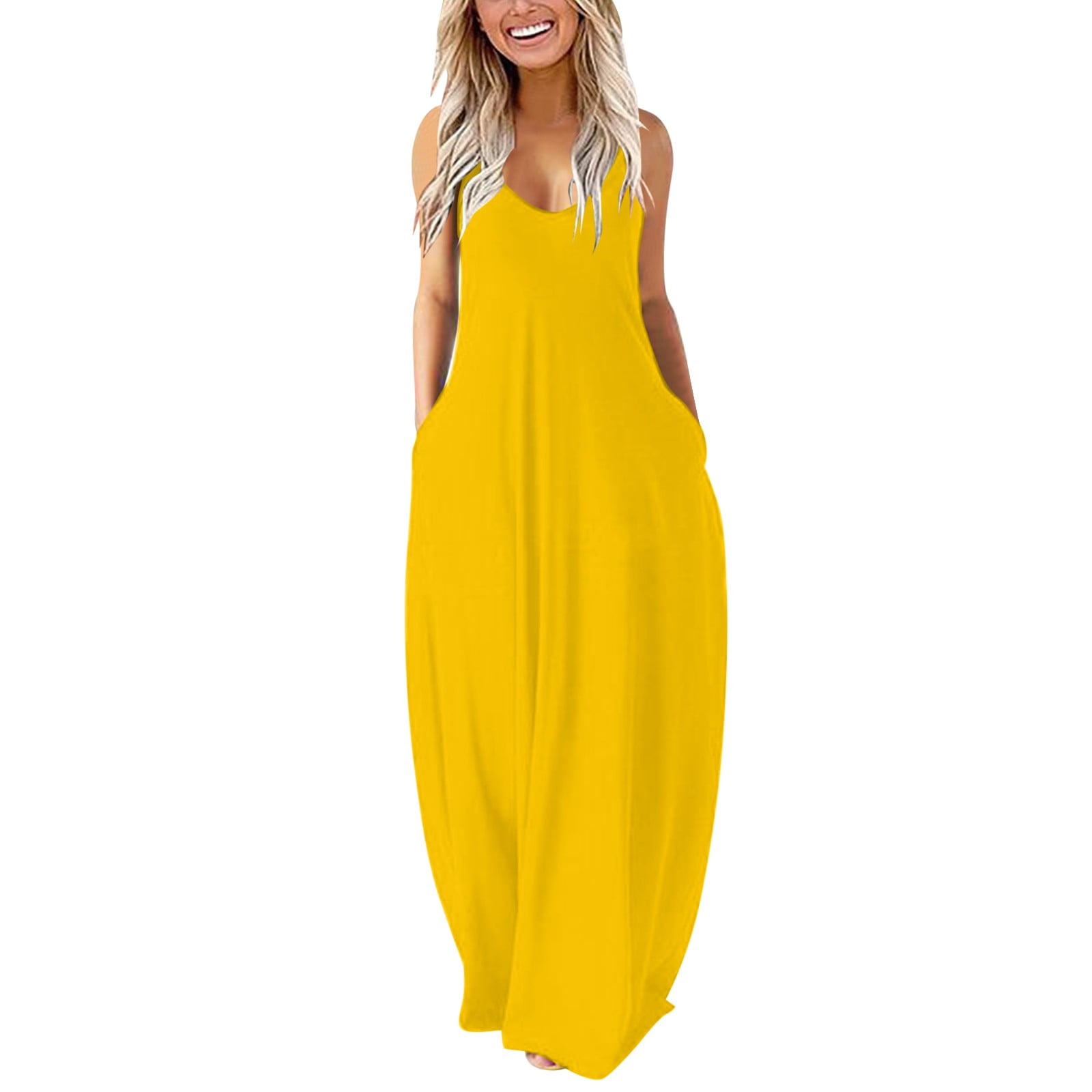 MNCEKFOD Sun Dresses for Women 2025 Vacation Oversized Solid V Neck ...