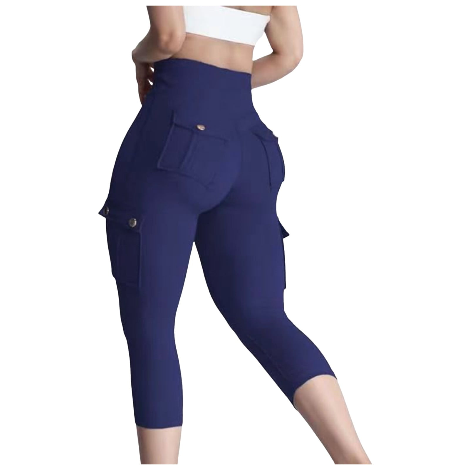 MNCEKFOD Women's Yoga Pants Cargo Capri With Pockets High Waisted ...