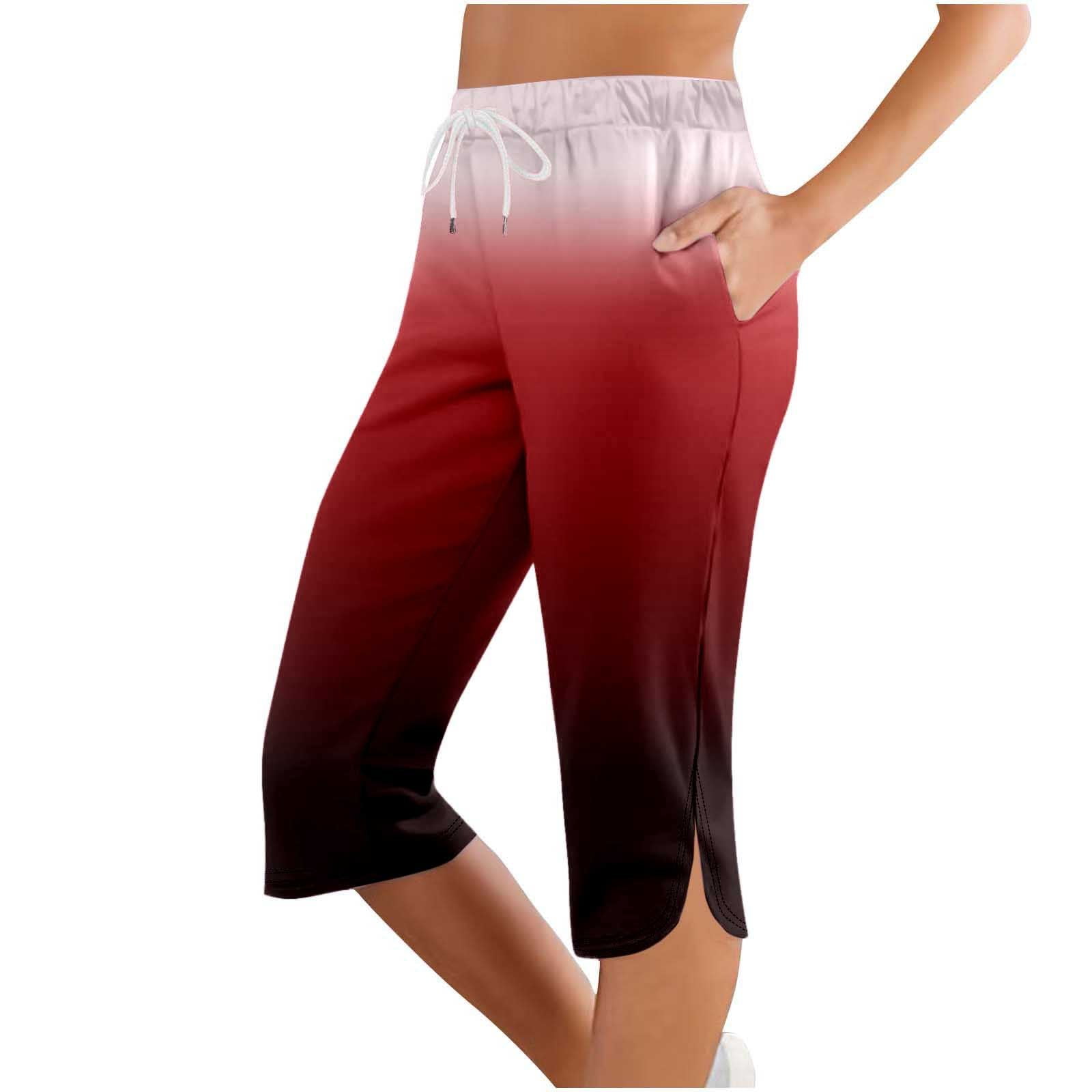 MNCEKFOD Womens Capri Pants Beach Vacation Boho Baggy Pants Gradient ...