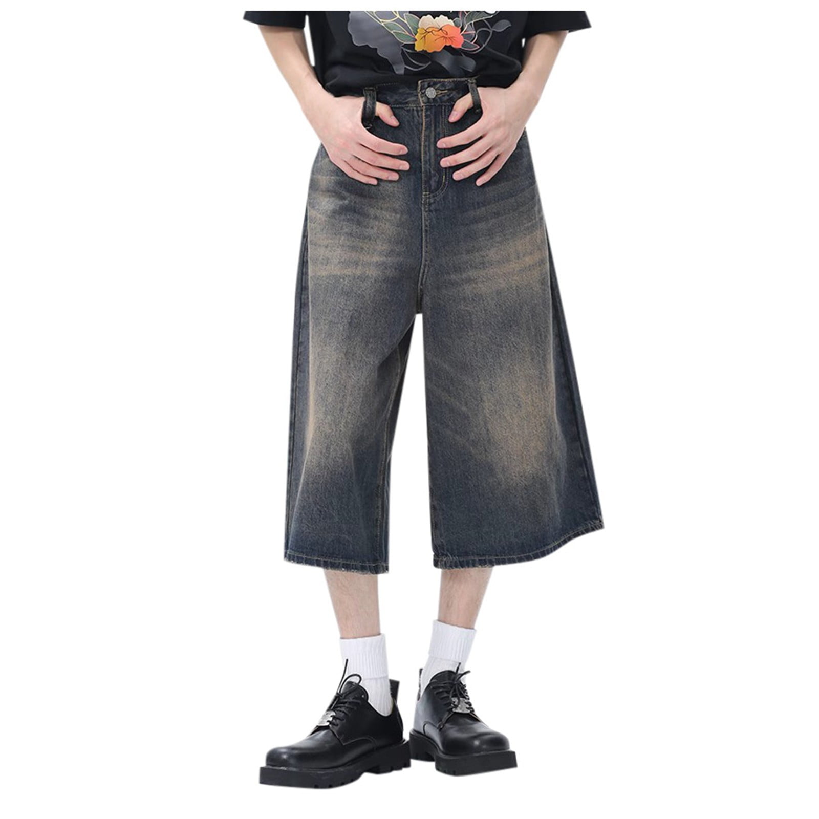 MNCEKFOD Womens Jeans Oversized Retro Washed Denim Shorts Casual Loose ...