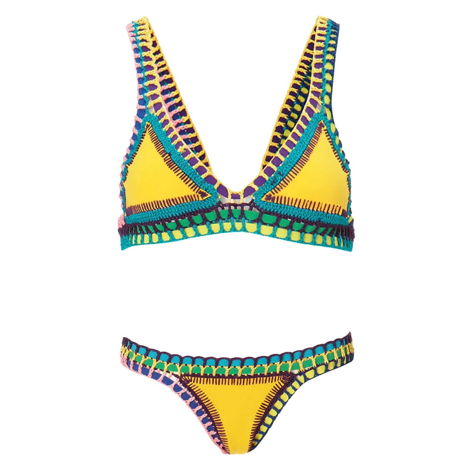 MNCEKFOD Womens Swimsuits Knitted Seashell Triangle Bralette Crochet ...