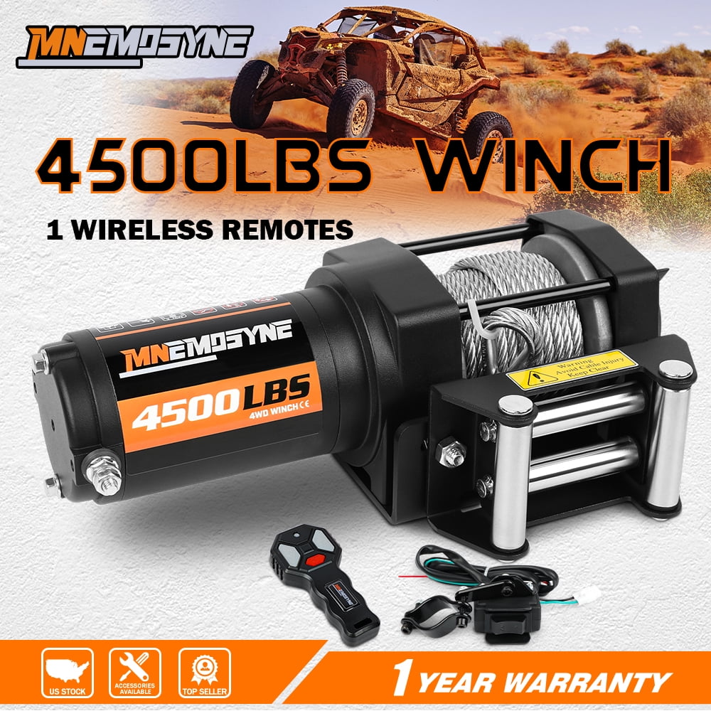 MNEMOSYNE 4500lbs Electric Winch 12v ATV UTV Steel Cable Winch Wireless ...