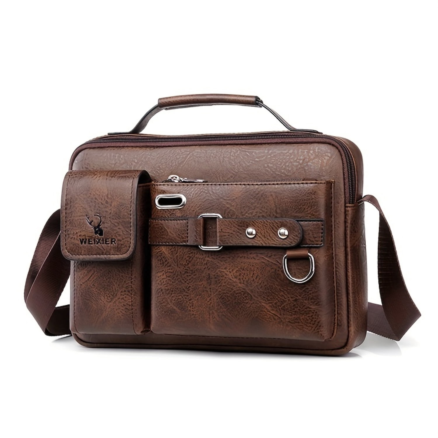 MNGQNG Square Shoulder Bag Classic Textured Business Messenger Bag ...