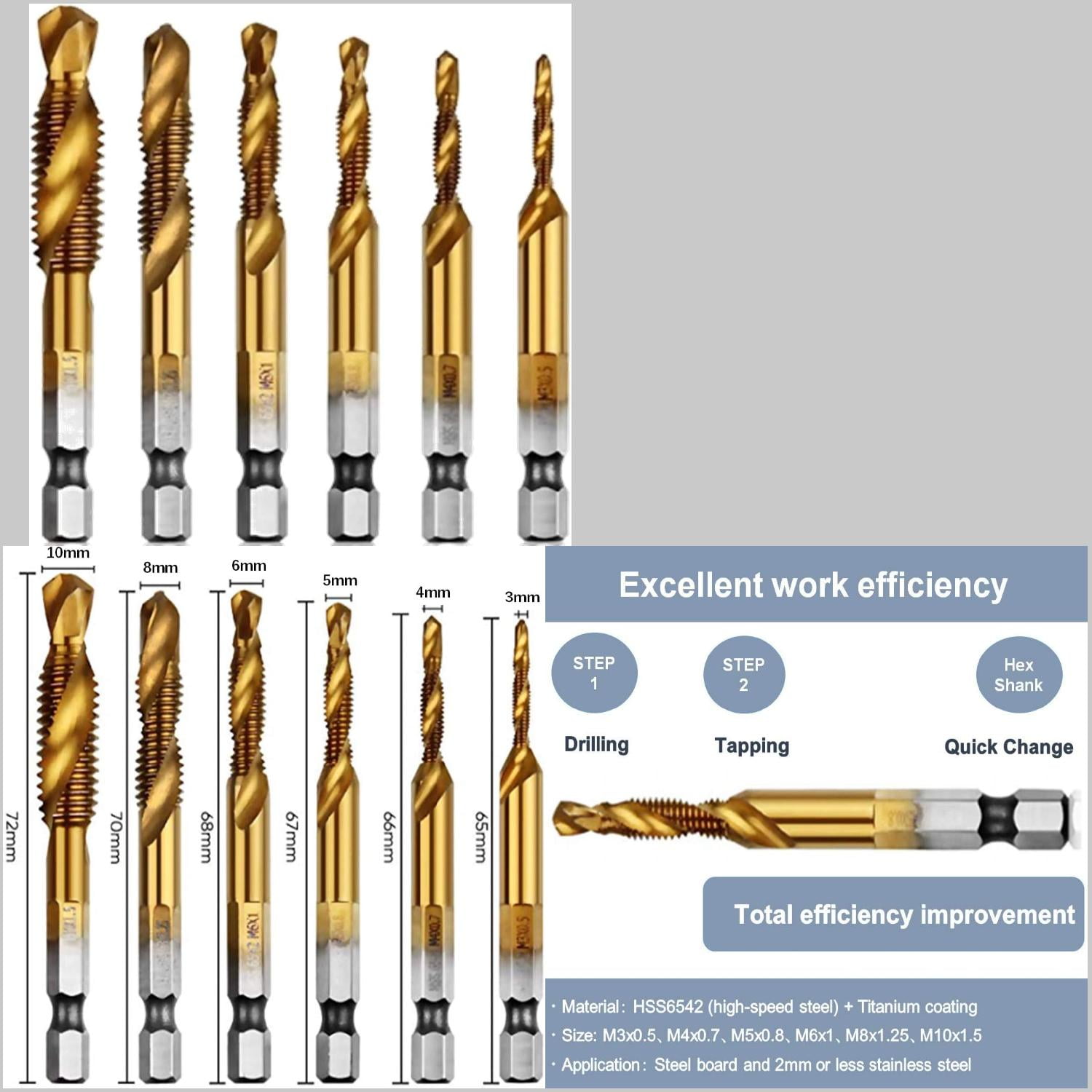 MNGQNJ Complete M3-M10 High Quality Titanium 6 Pack Combination Metric ...