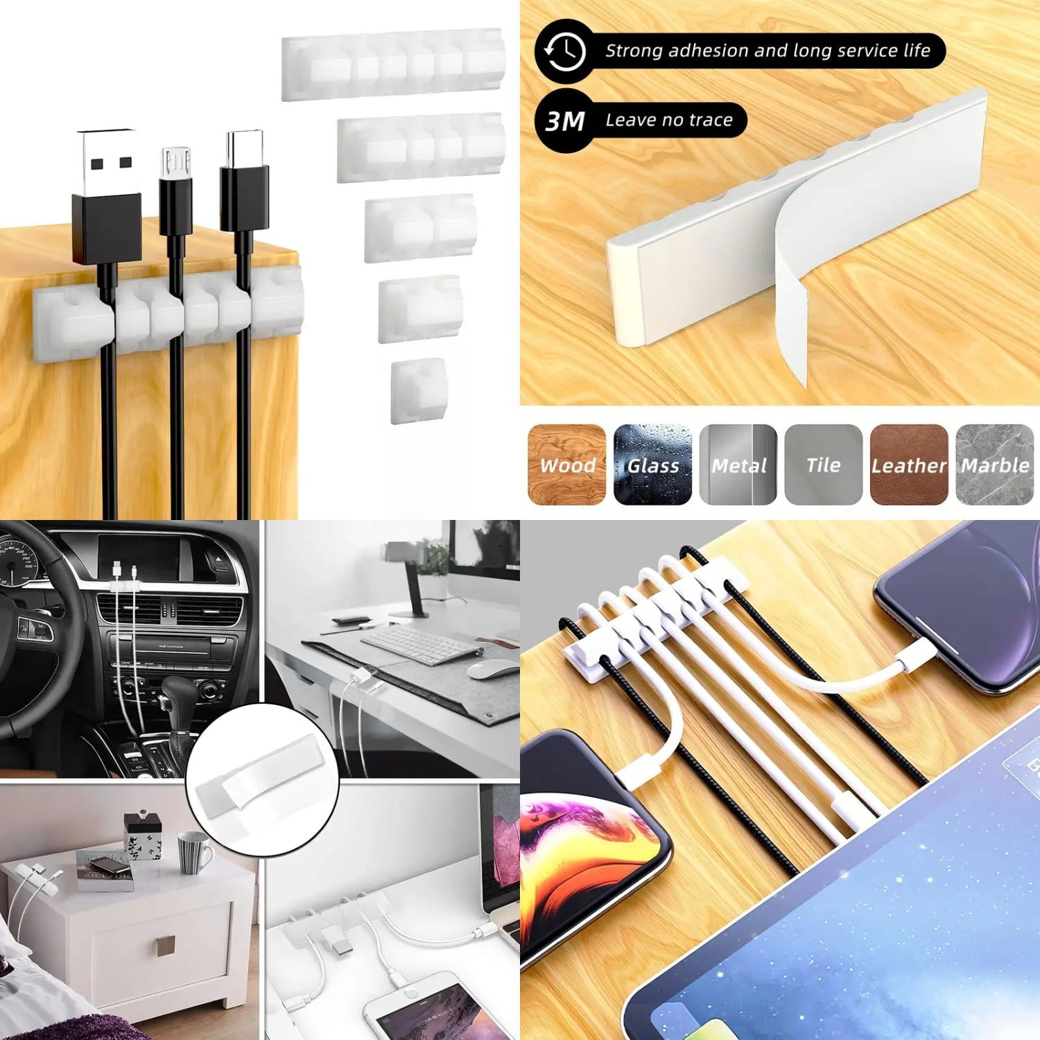MNGQNJ Ergonomic Silicone Cable Management Organizer Set for Tangle ...