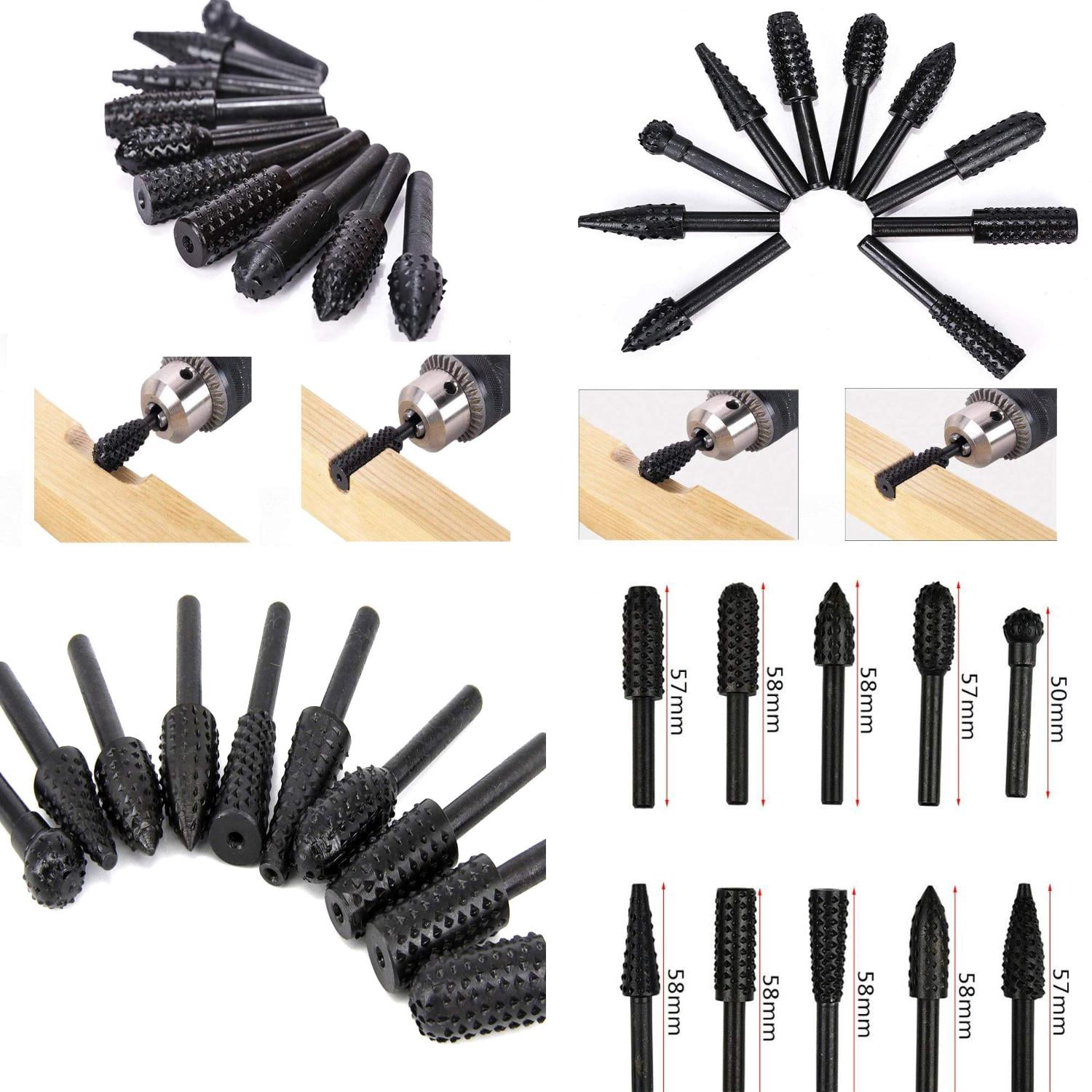 MNGQNJ High Quality Carbide Material 10 Pcs Double Cut Rotary Burr Set ...