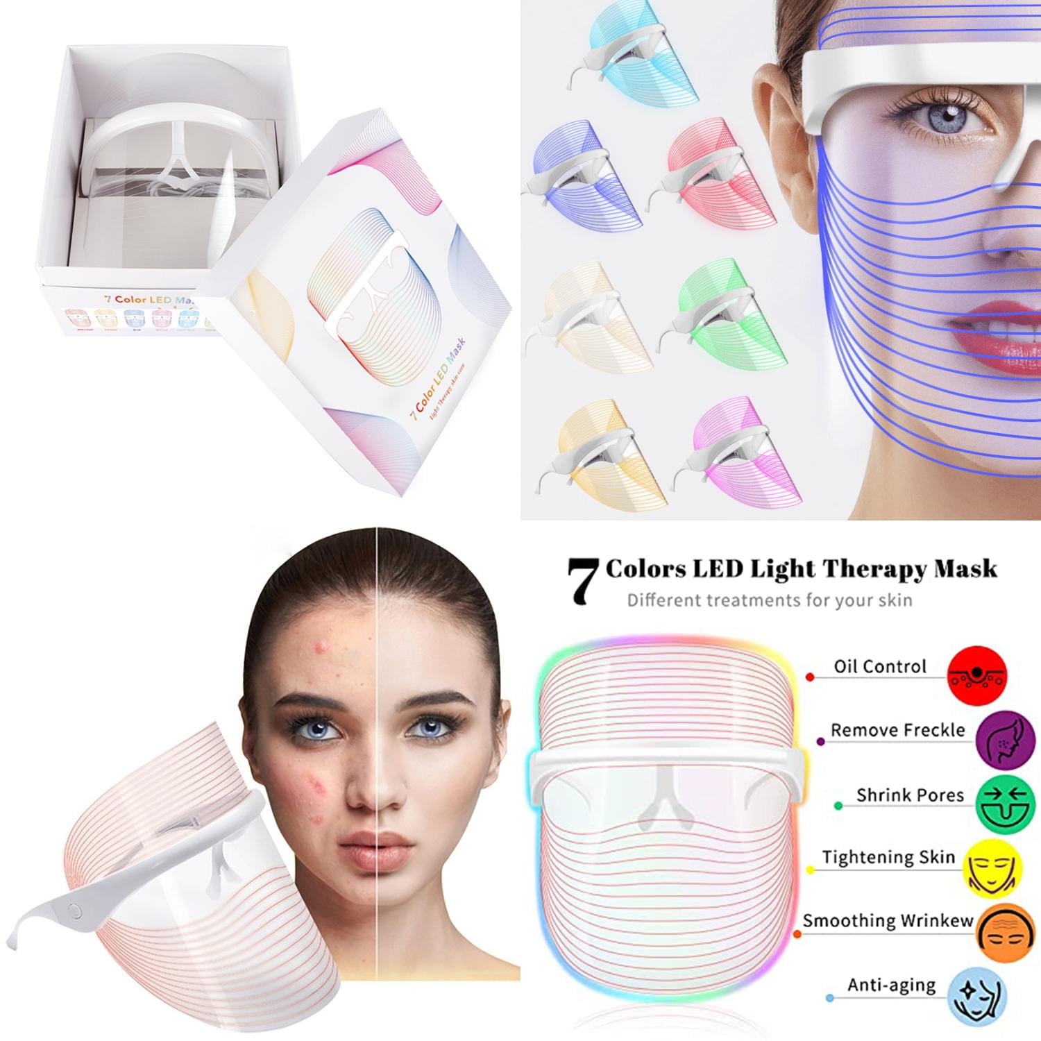 MNGQNJ High Quality Professional Grade LED Light Therapy Face Mask for ...