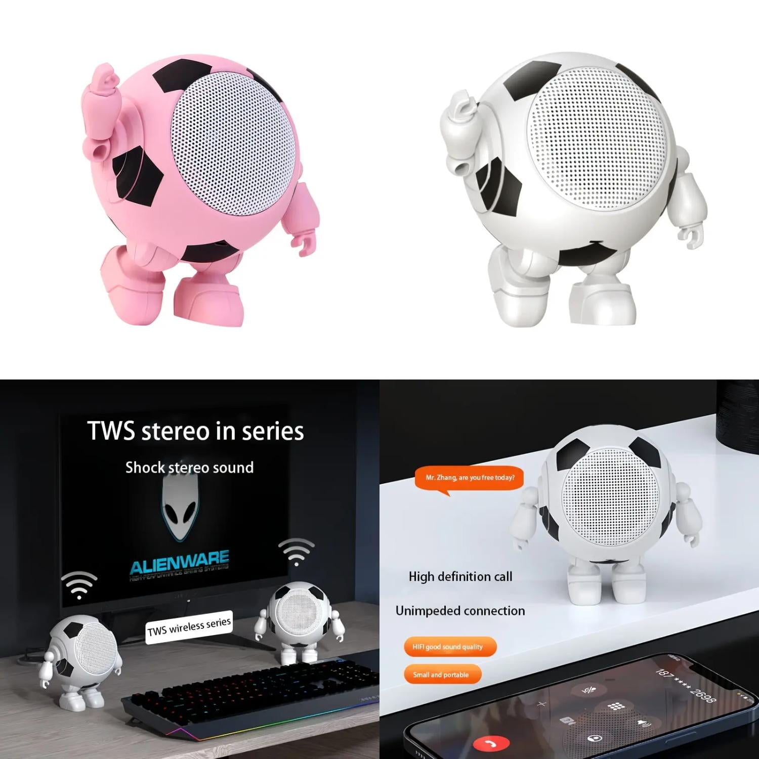 MNGQNJ Wireless Mini Robot Speaker - New Cute and Creative Football ...
