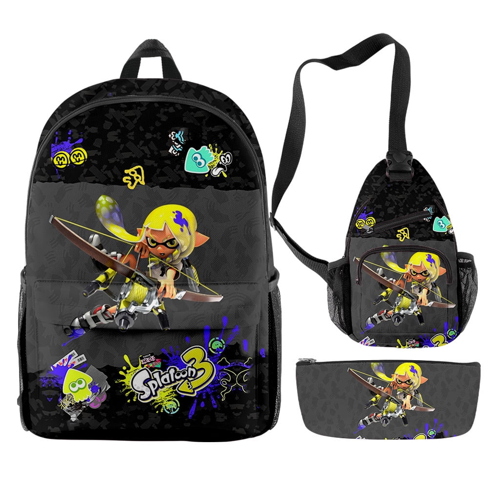 MNHFKGP Splatoon 3D print Oxford Cloth Shoulder Backpack Multi Zipper 3 ...