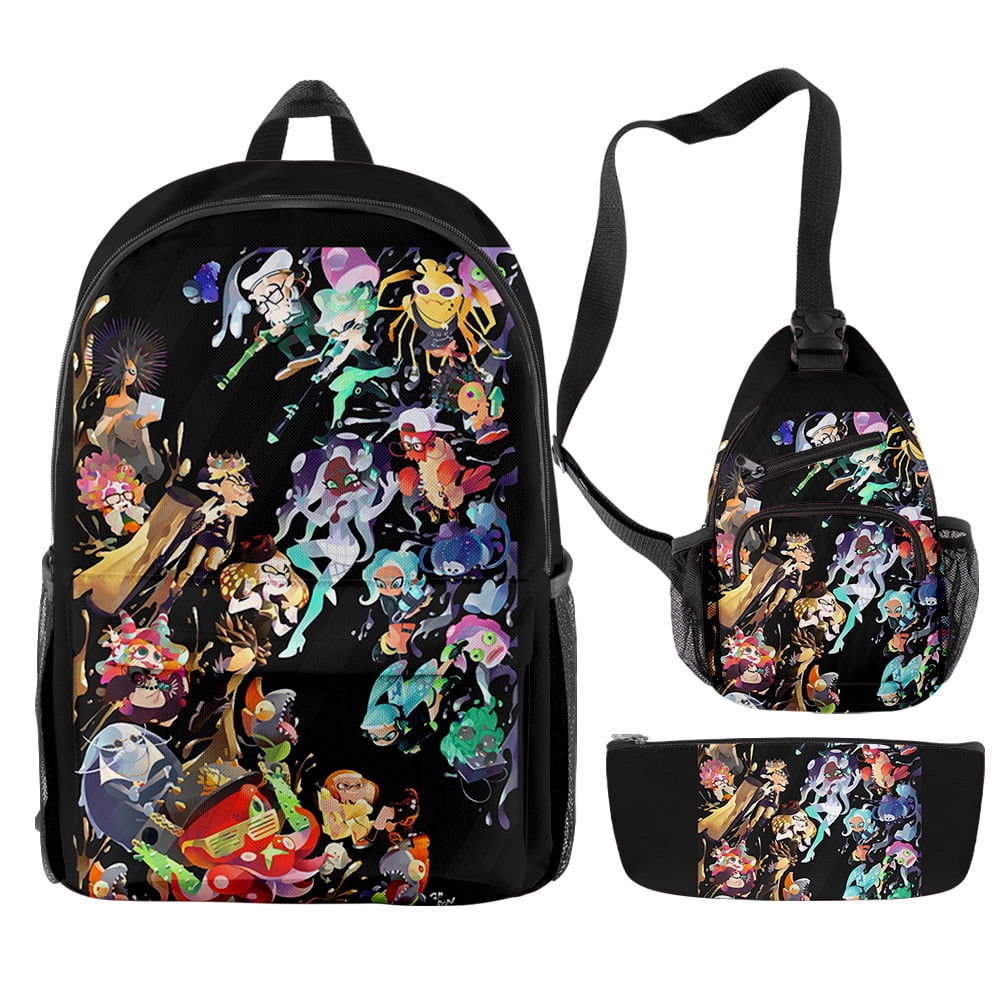 MNHFKGP Splatoon 3D print Oxford Cloth Shoulder Backpack Multi Zipper 3 ...