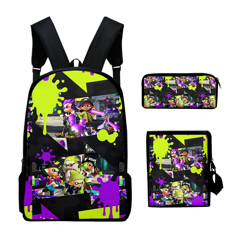 MNHFKGP Splatoon 3D print Oxford Cloth Shoulder Backpack Multi Zipper 3 ...