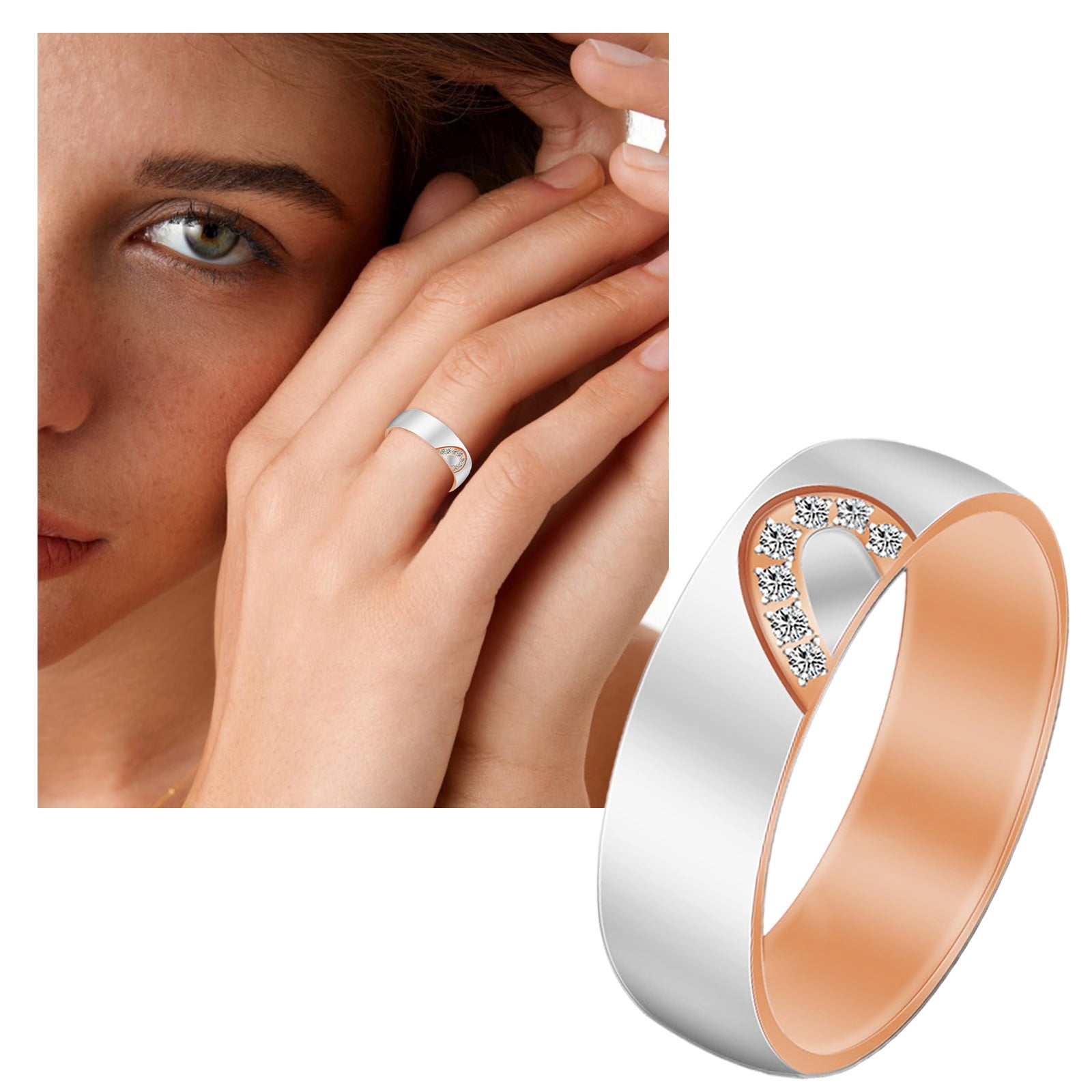 MNIYUEA New Stainless Steel Heart Shaped Couples Can Engrave The Ring ...