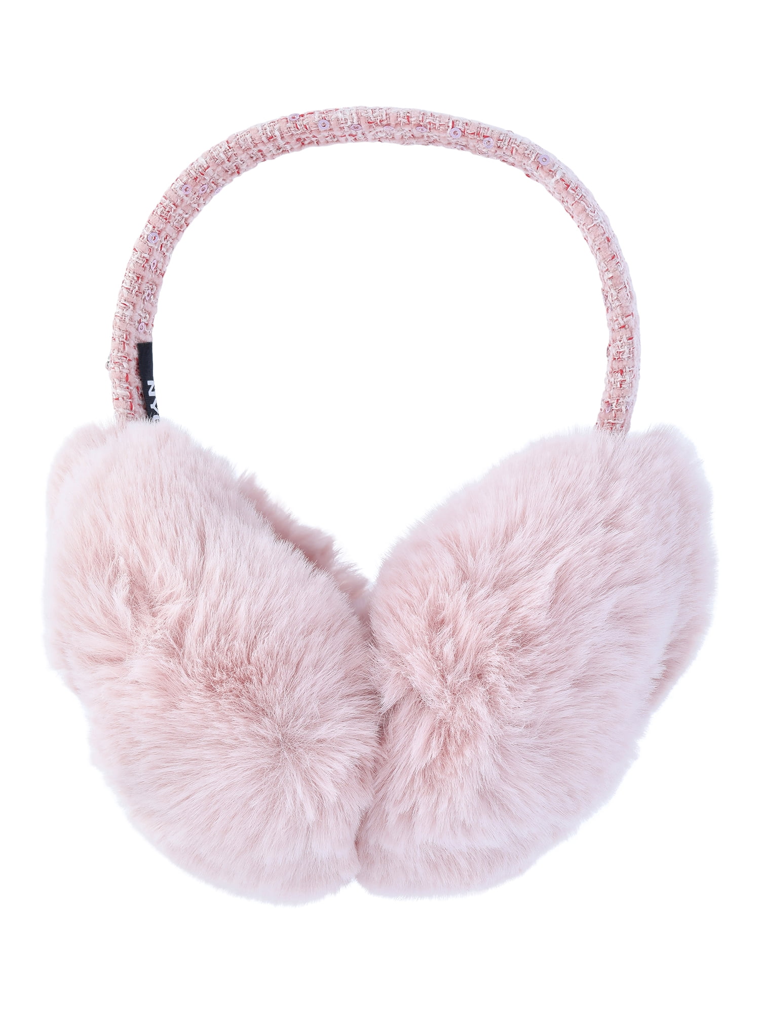 Madden NYC Women's Faux Fux Ear Muffs with Sequin Boucle Band, Blush ...