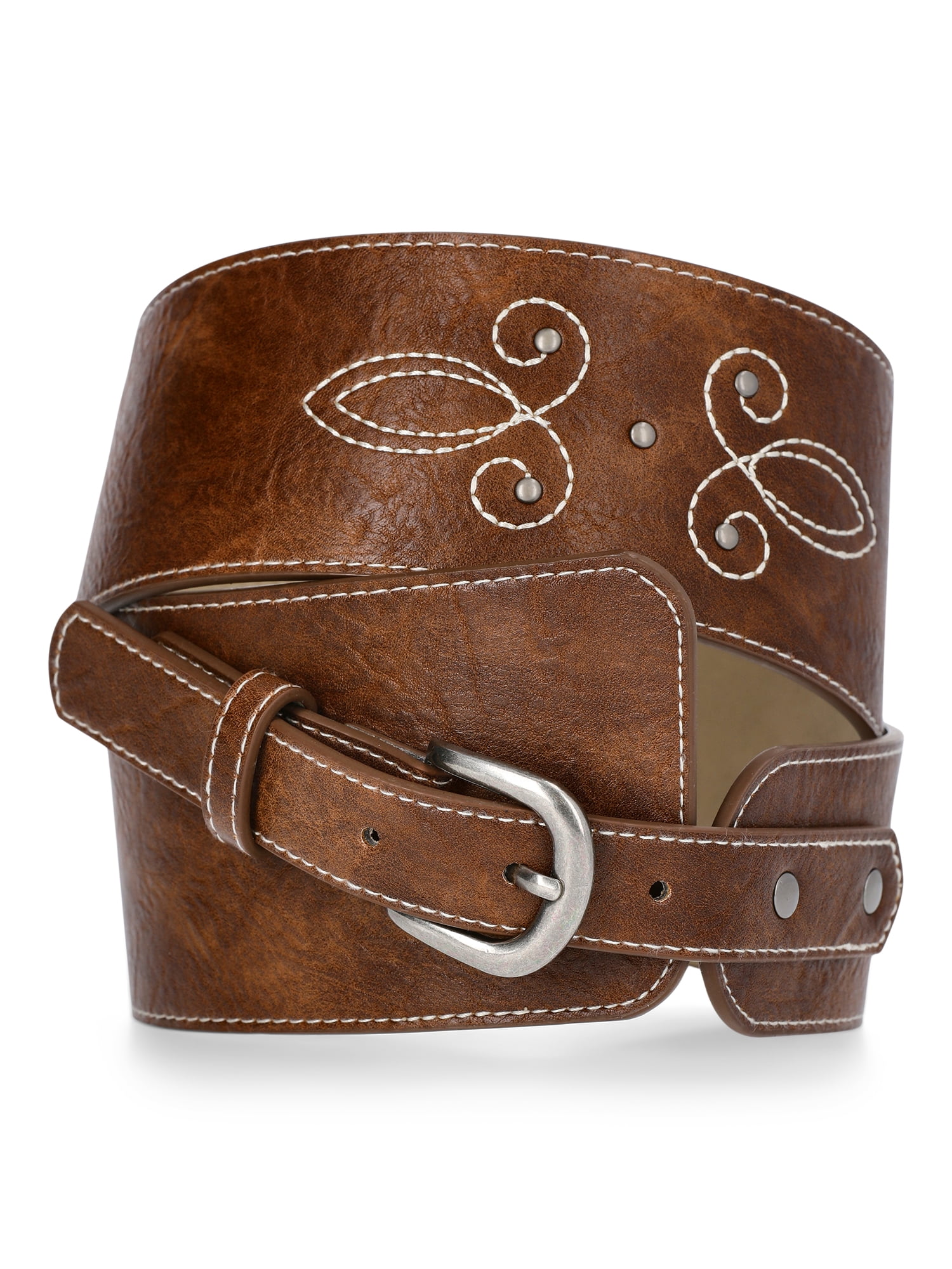 Madden NYC Women's Faux Leather Embroidered Western Belt, Brown, Sizes ...