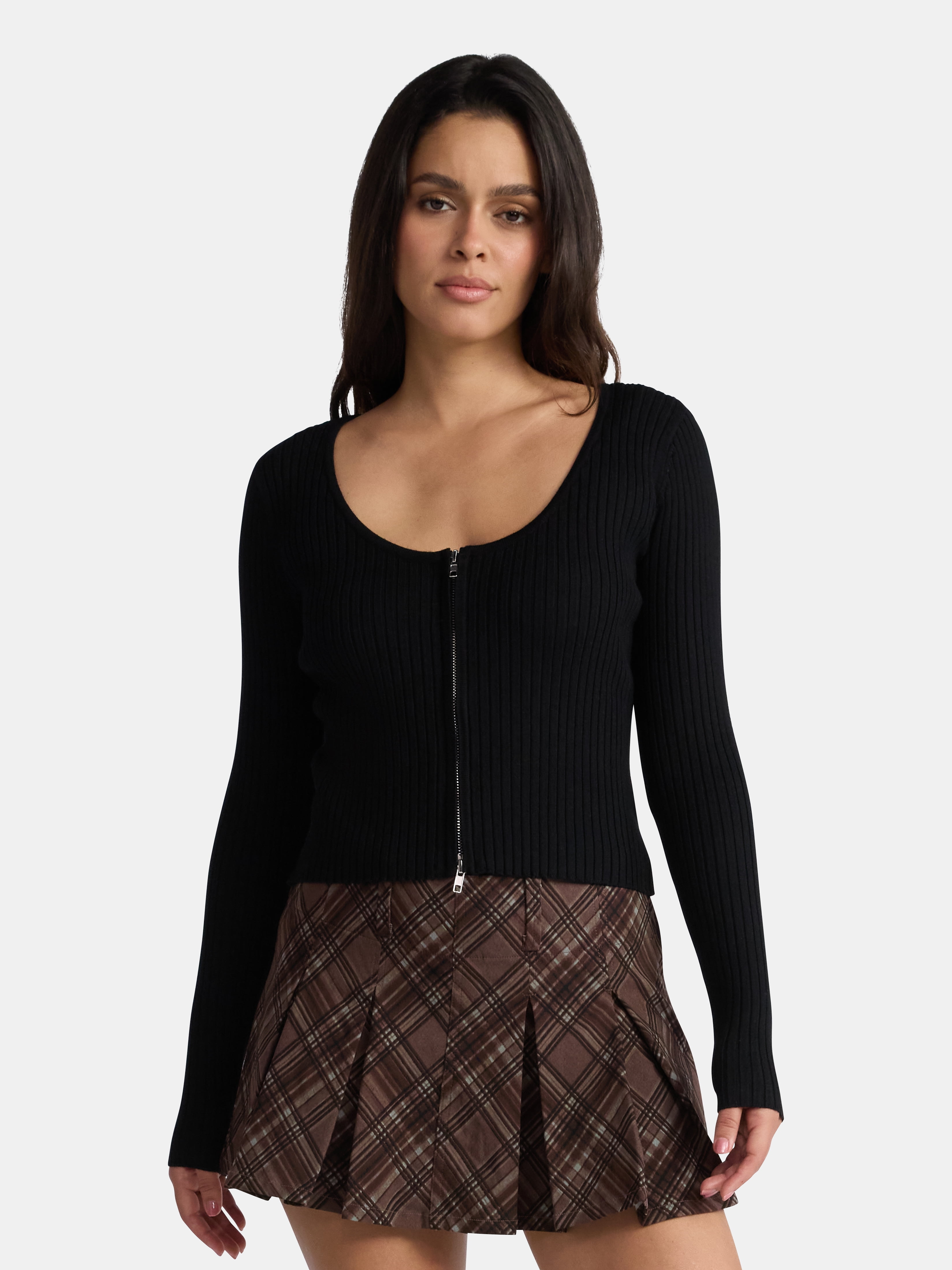 Madden NYC Women’s Zip Top with Long Sleeves, Sizes XXS-2XL - Walmart.com