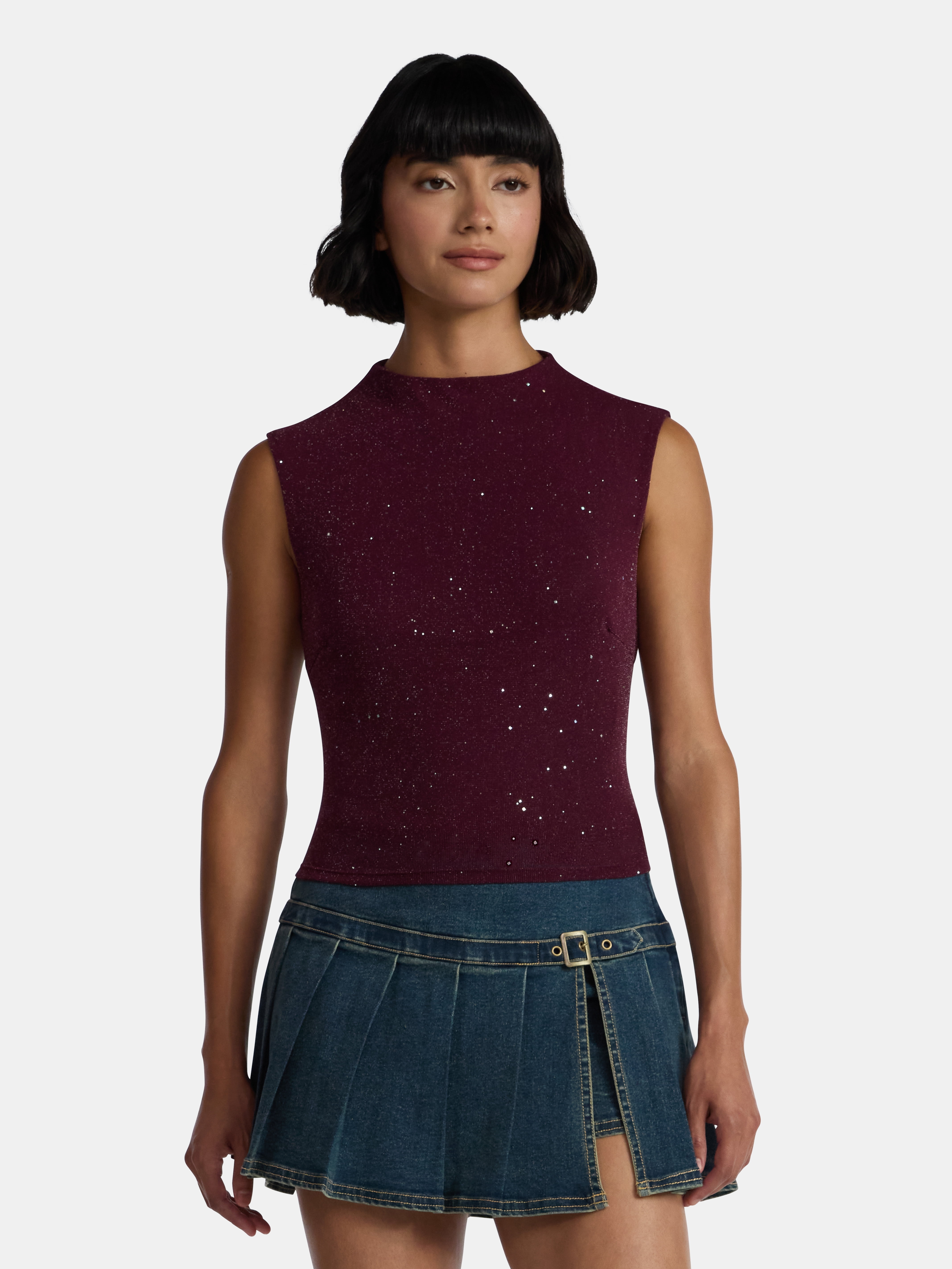 Madden NYC Women’s Sleeveless Sparkle Top - Walmart.com