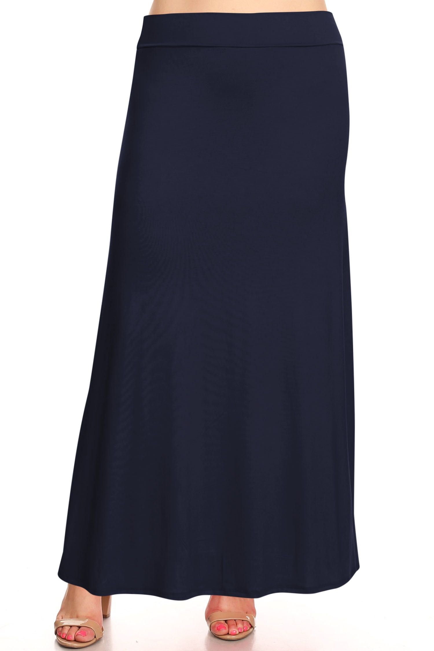 MOA COLLECTION Plus Size Long Maxi Skirt - High Waist, Solid Color ...