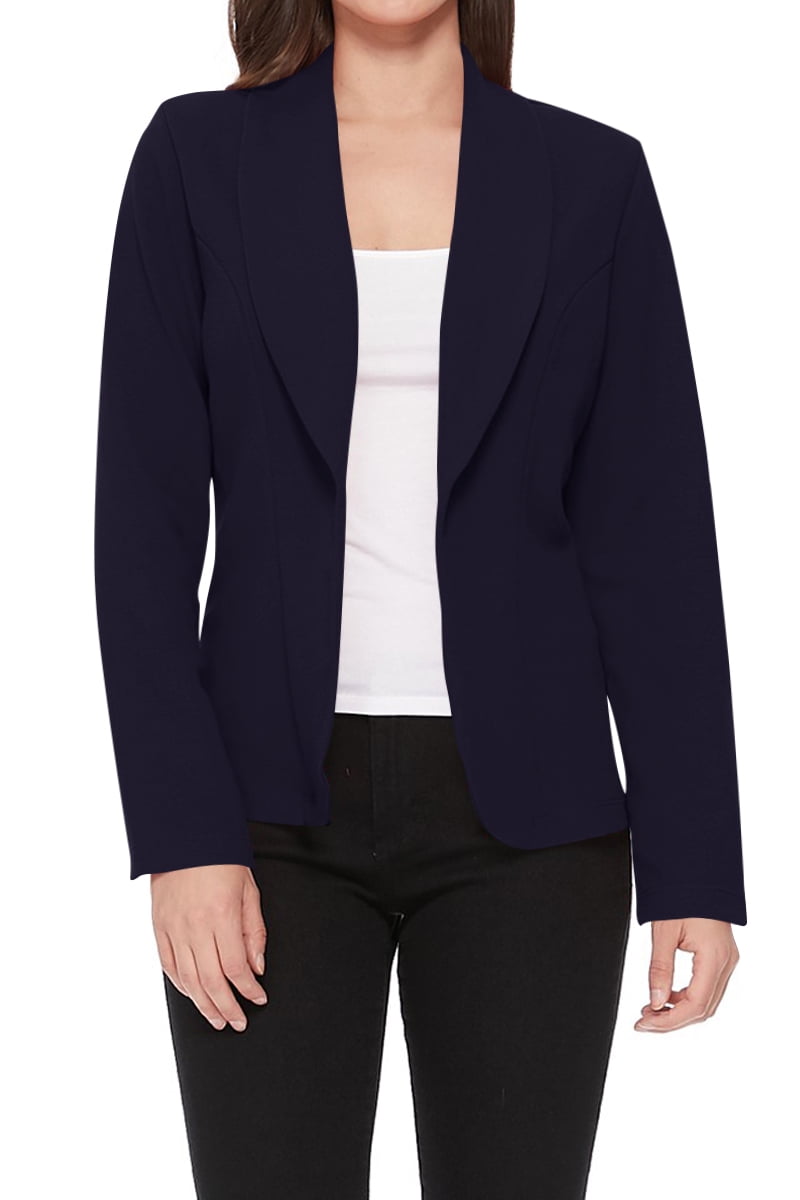 Women's Smart-Casual Lightweight Blazer: Long Sleeves, Open Front ...