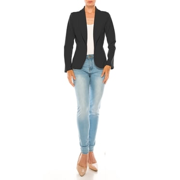 Women's Casual Office Work Long Sleeve Open Front Blazer Jacket ...