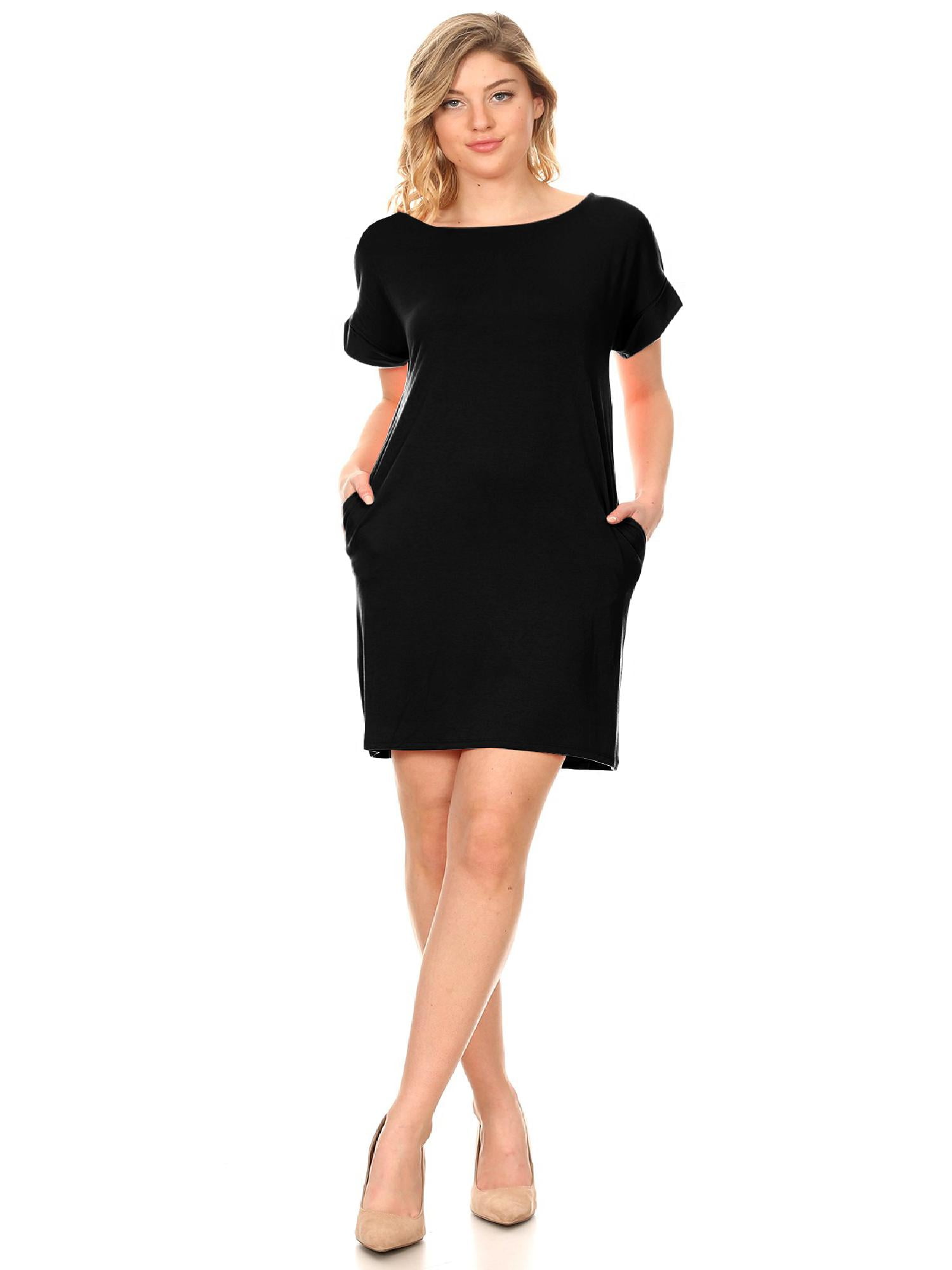 MOA COLLECTION Women's Solid Casual Comfy Soft Roll Up Short Sleeve ...