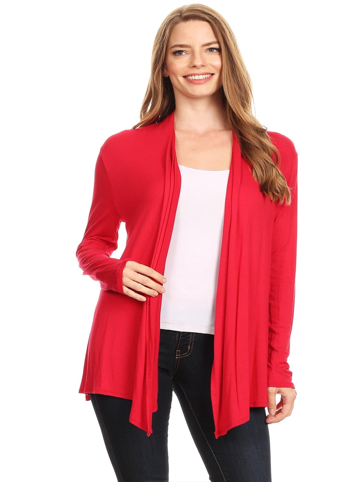 MOA COLLECTION Women's Solid Casual Lightweight Long Sleeve Loose Fit ...