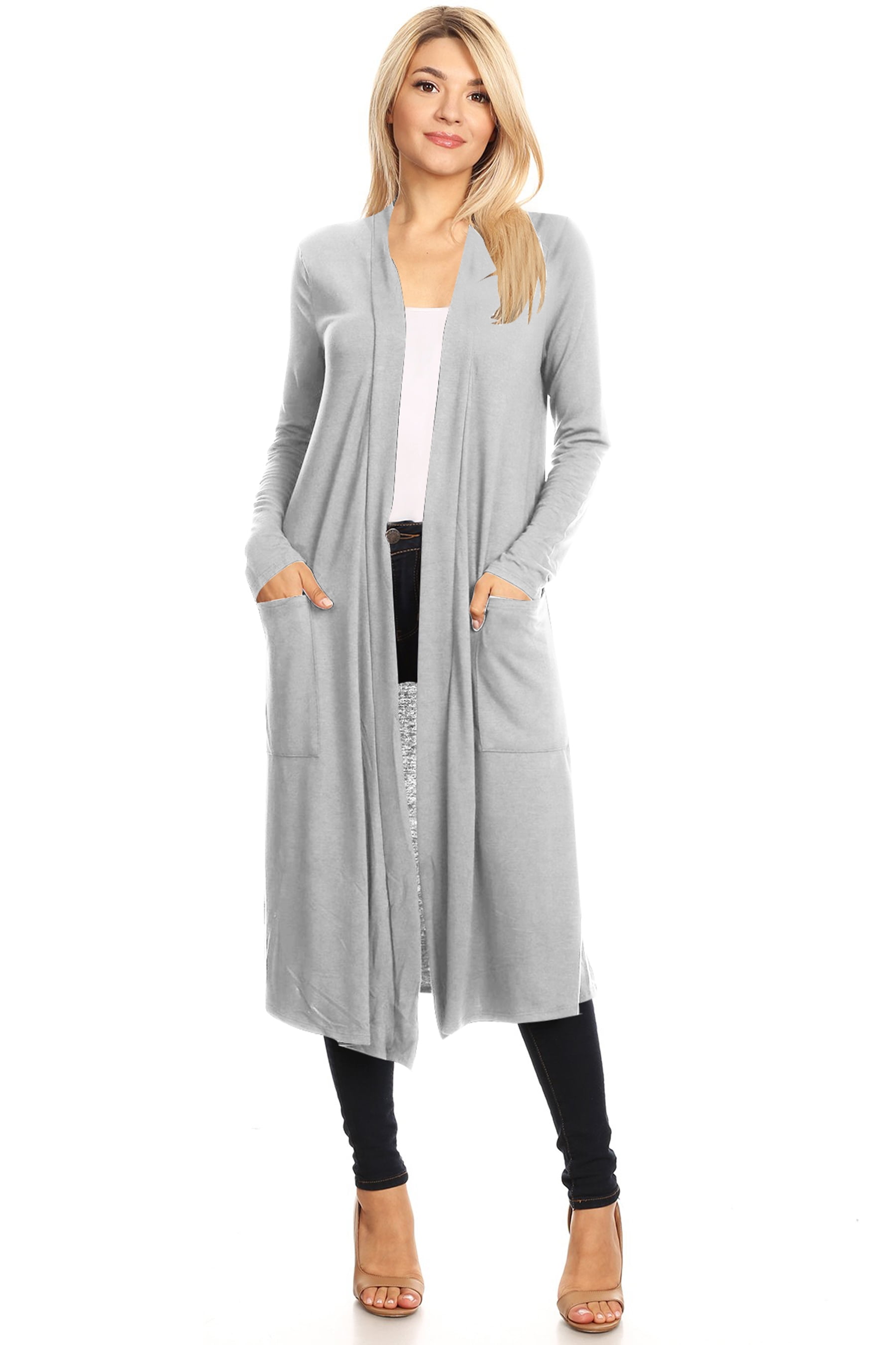 MOA COLLECTION Women's Solid Casual Lightweight Loose Fit Pocket Open ...