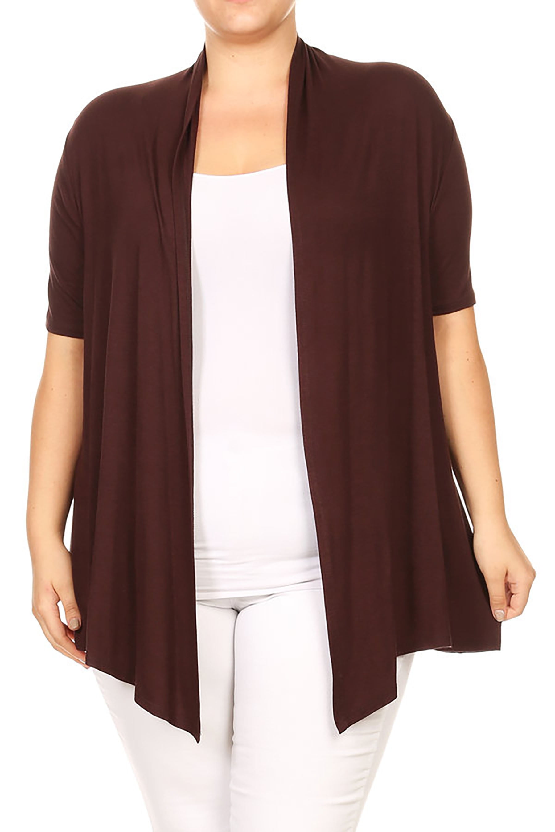 MOA Collection Women's Casual Open Front Short Sleeve Cardigan ...