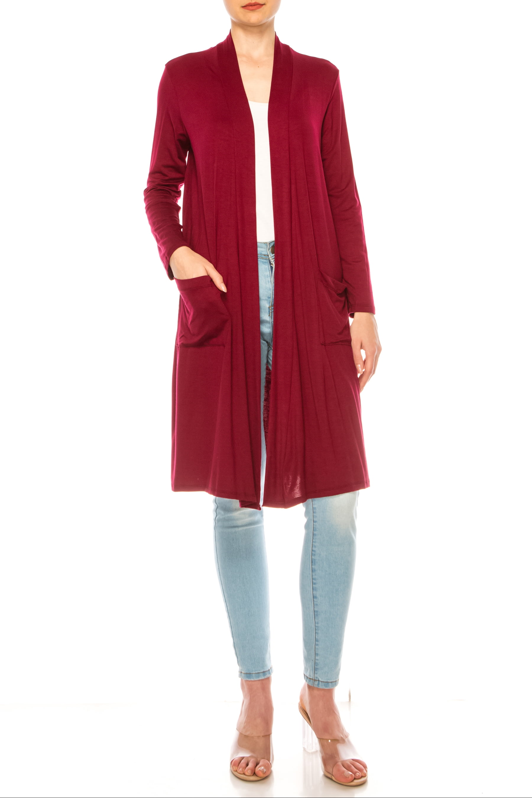 MOA Collection Women's Comfortable Relaxed Fit Long Cardigan - Perfect ...