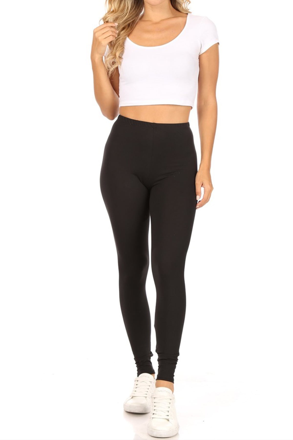MOA Collection Women's Essential Full Length Leggings - Solid Color ...