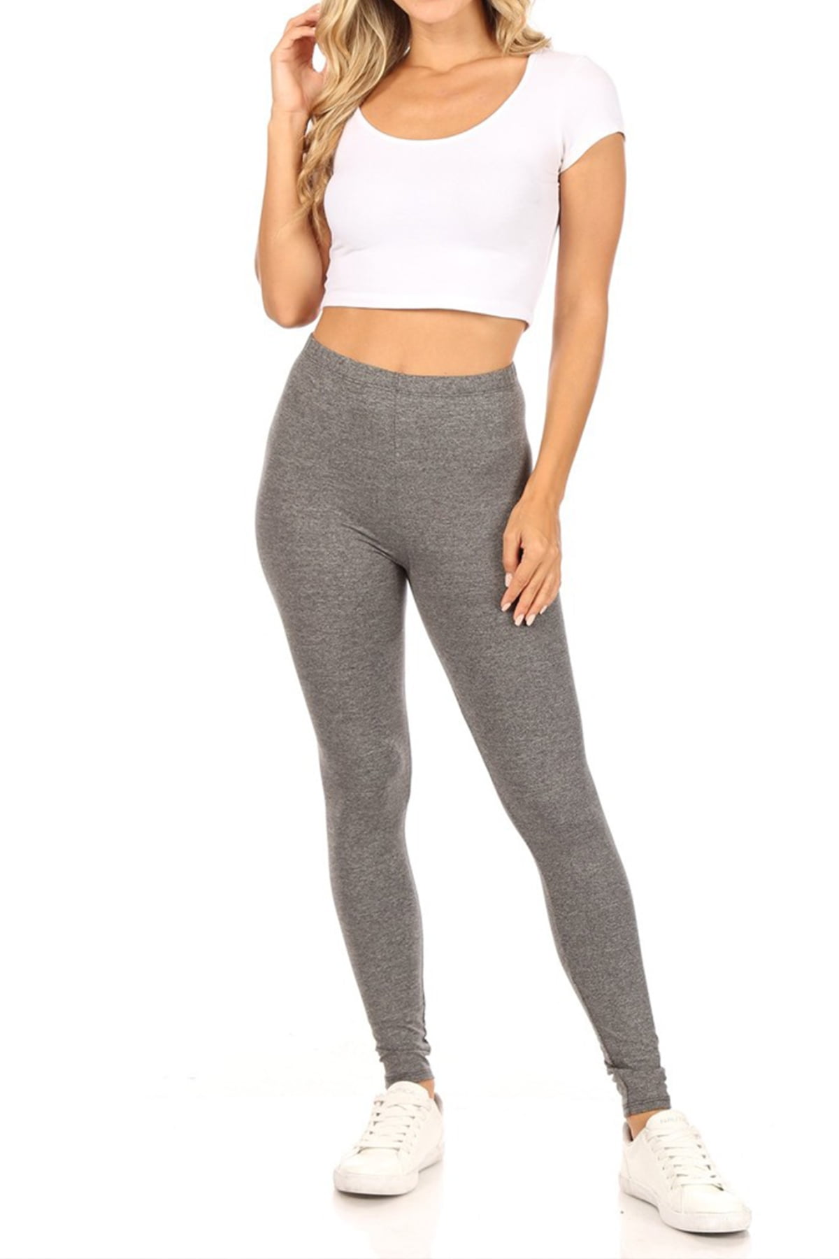 MOA Collection Women's Essential Full Length Leggings - Solid Color ...