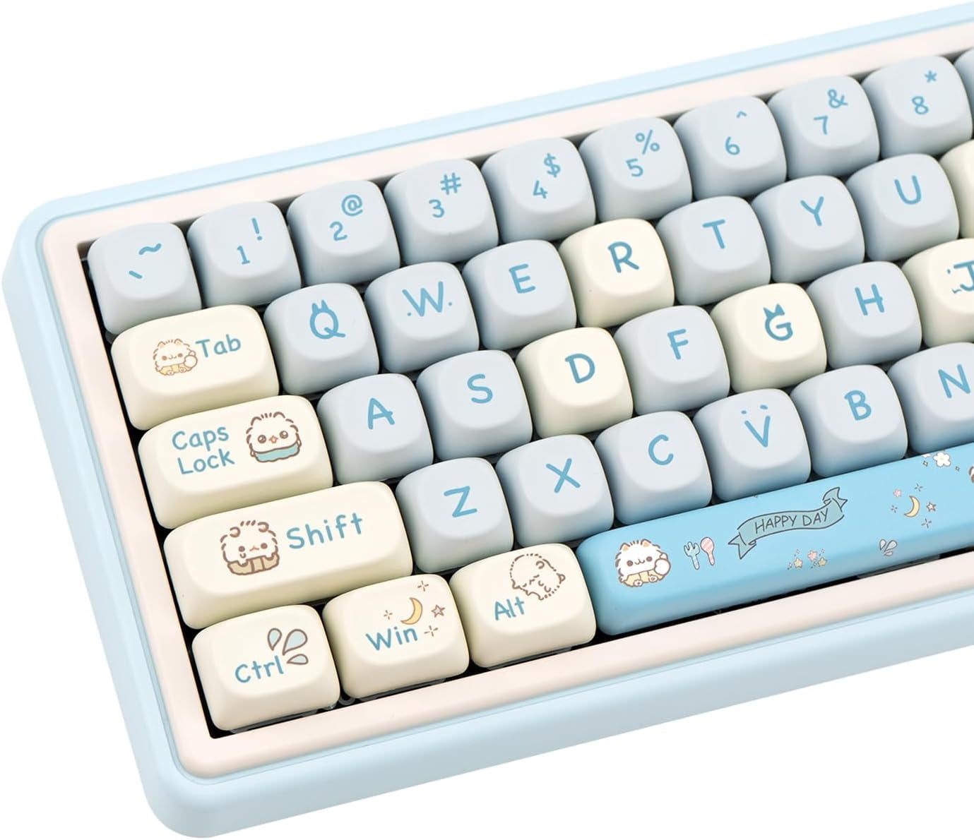 MOA Keycaps, PBT Keycaps, 148 Keys Blue White Cute Custom Gaming ...