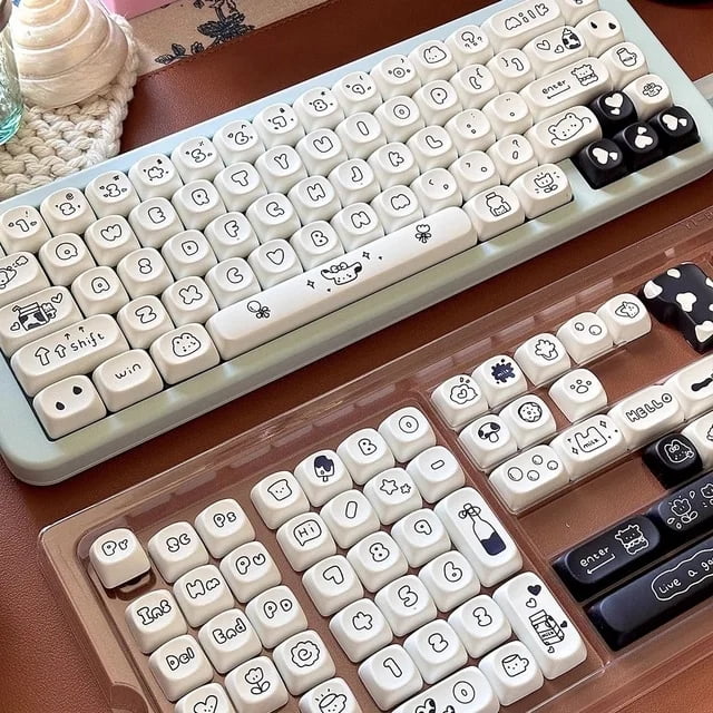 Moa Profile Keycap Blue T Cute Pbt Keycaps 132 Keys Cute Key Cap Dye