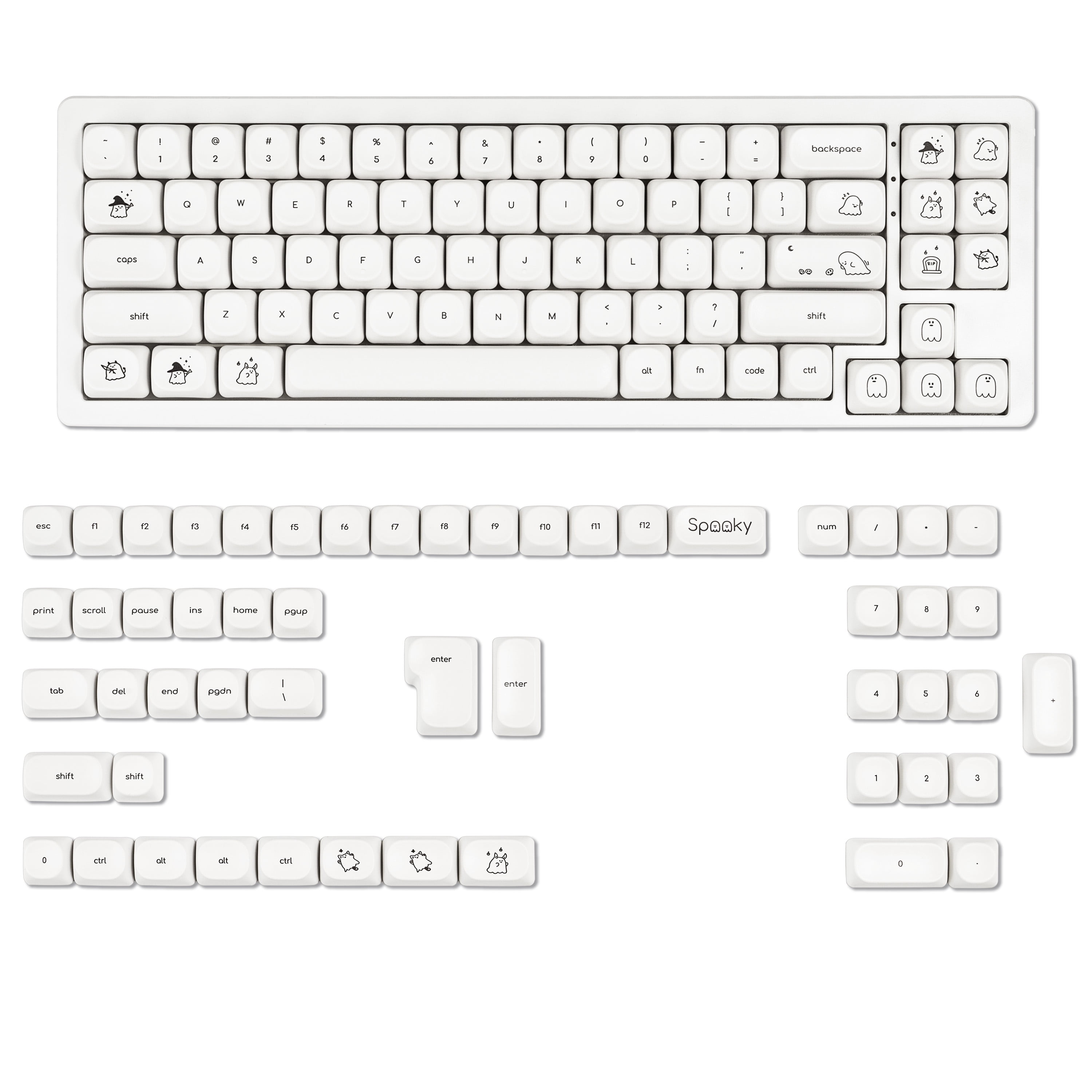 MOA Profile PBT Keycap Set: Minimalist Tiny Font with Cute Cats & Slim ...