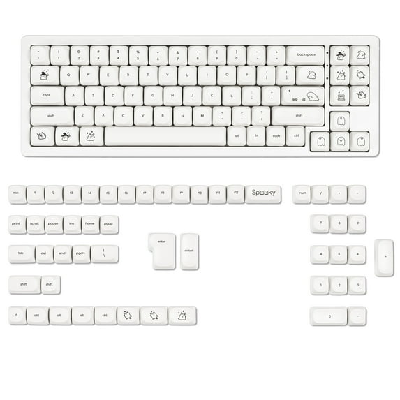 MOA Profile PBT Keycap Set: Minimalist Tiny Font with Cute Cats & Slim ...