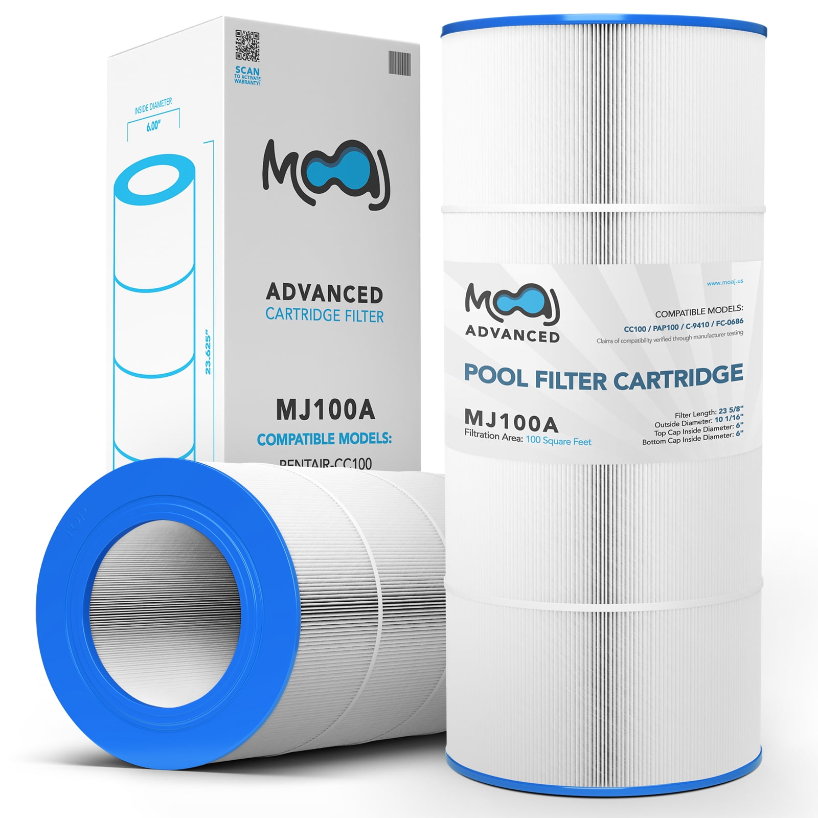 MOAJ Advanced Pool Filter 2-PACK Replaces Pentair CC100, CCRP100 ...