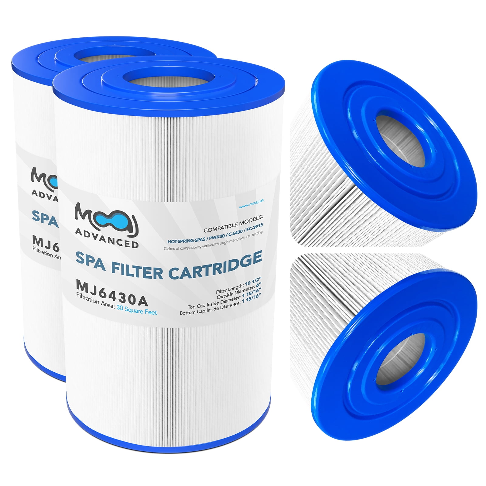 MOAJ Advanced Spa Filter 2-PACK Replaces Watkins 31489, WA30TC-3, PWK30, PWK30-4, Filbur FC-3915 ...