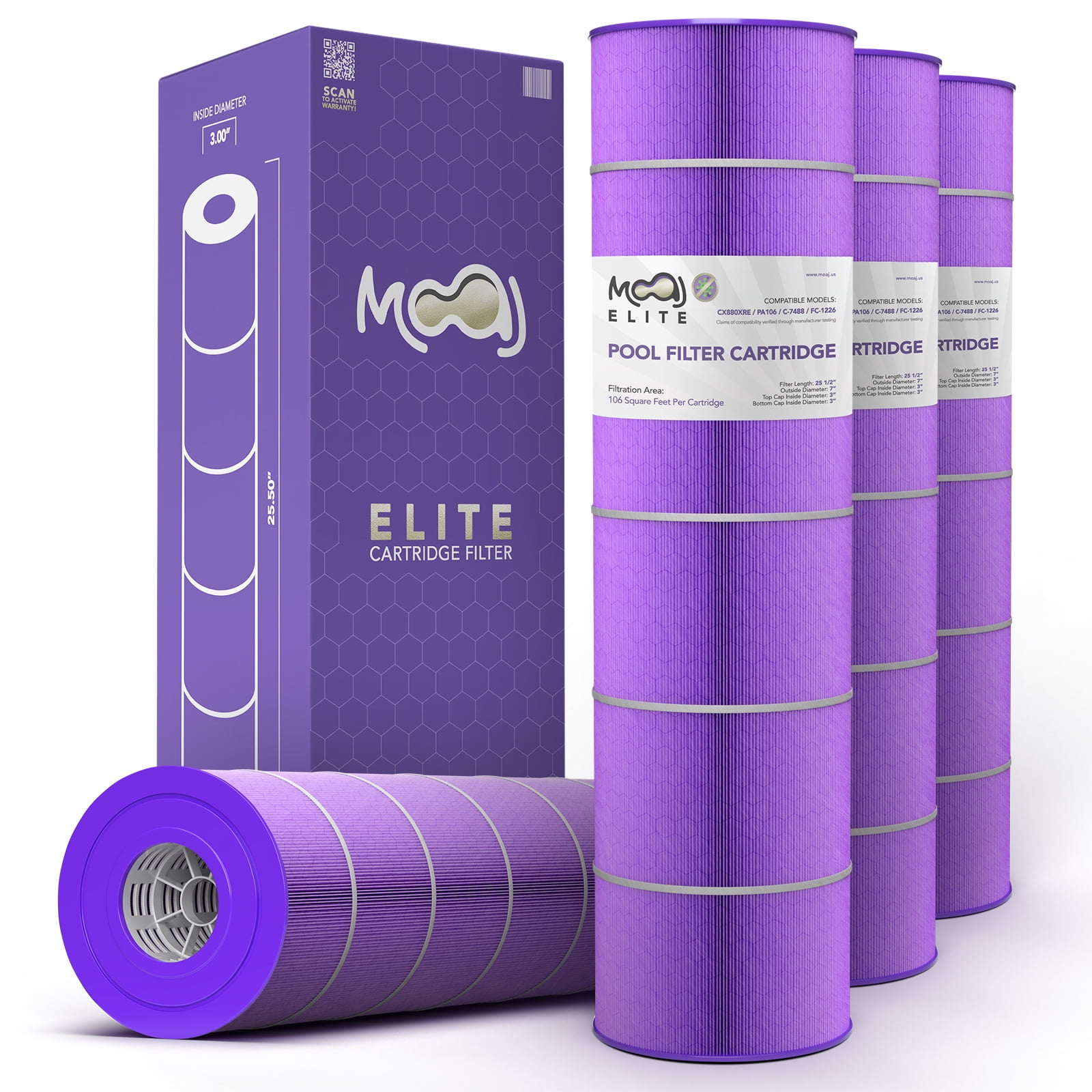 "MOAJ Elite 4-Pack Pool Filter Compatible Hayward CX880XRE, Filbur FC ...