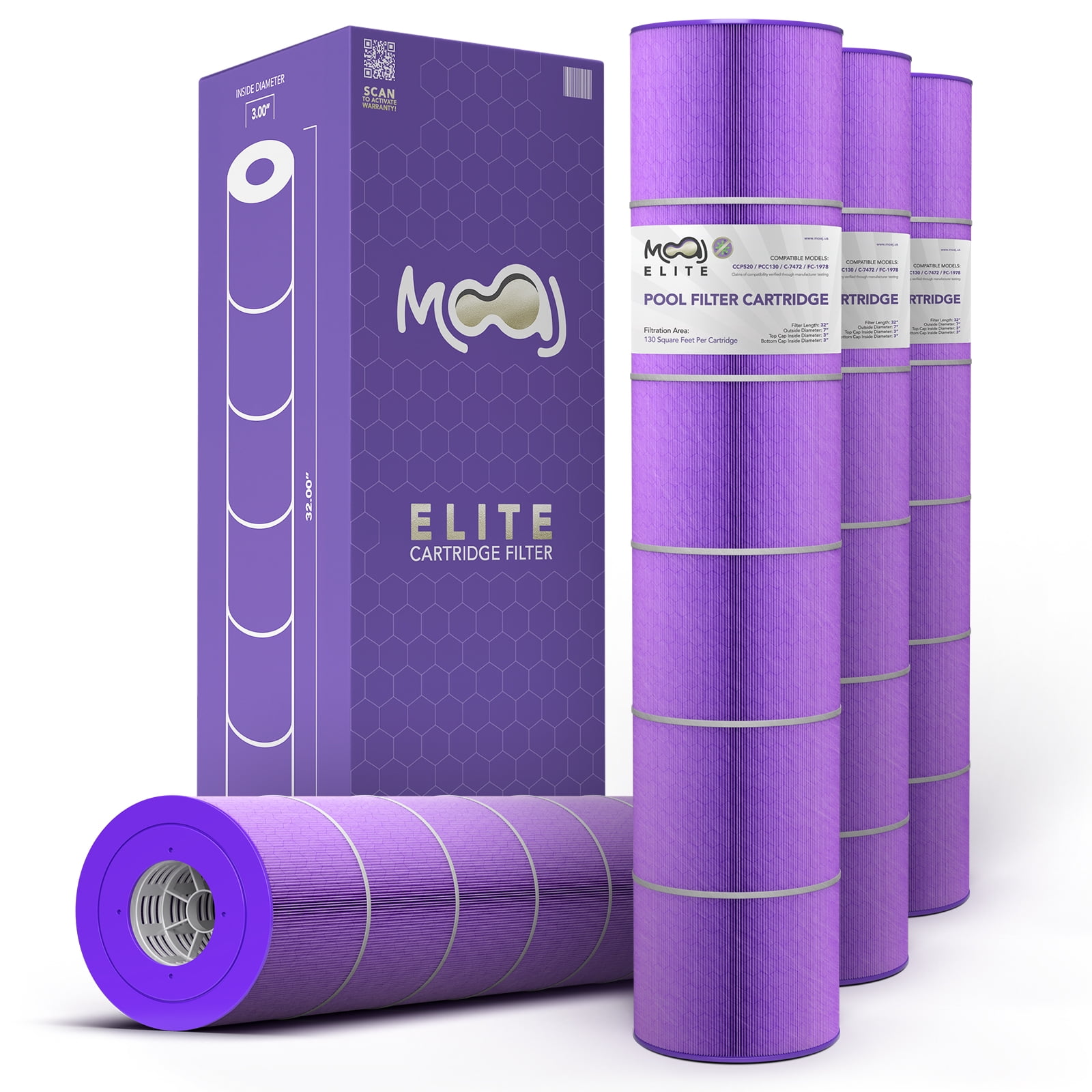 MOAJ Elite 4-PACK Pool Filter, Replaces CCP520, R173578, PCC130, FC ...